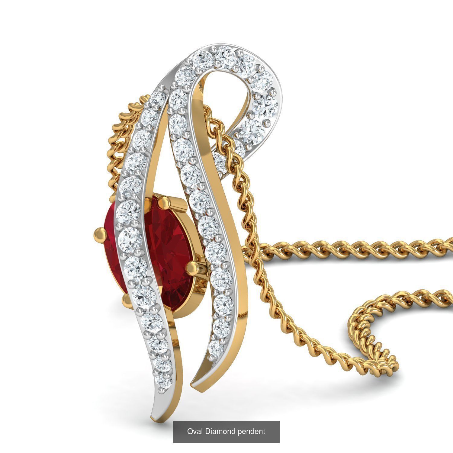 13 Women Oval Diamond Pendant 3dm STL OBJ FBX Details Collection | CGTrader