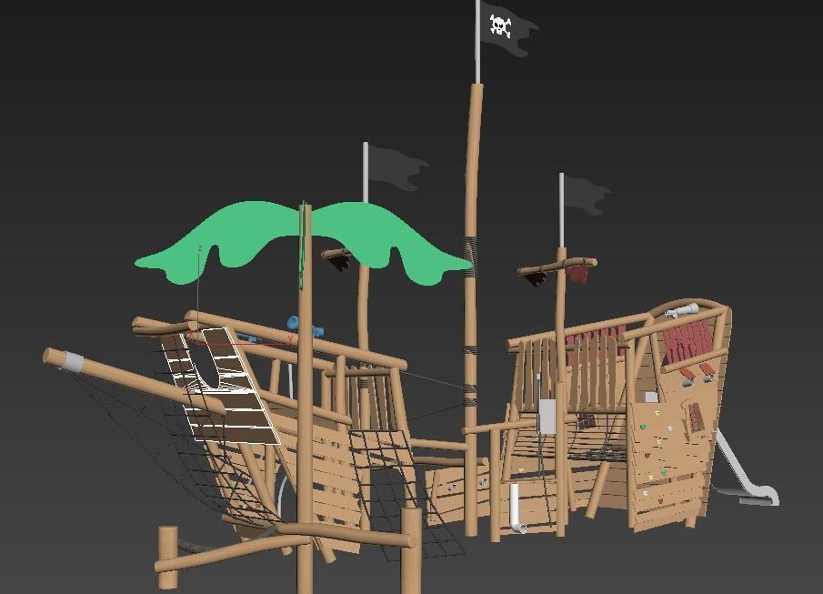 Wooden Pirate Ship theme Kids outdoor Playground 3D model | CGTrader