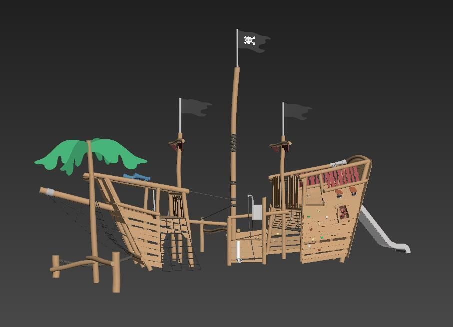 Wooden Pirate Ship theme Kids outdoor Playground 3D model | CGTrader
