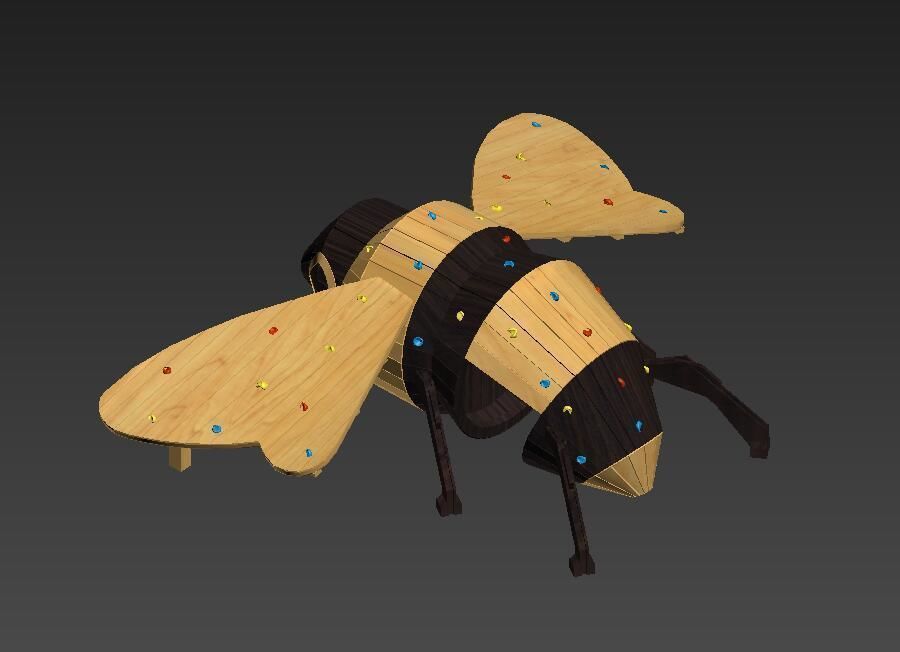 Wood bee climbing structure park playground equipment 3D model | CGTrader