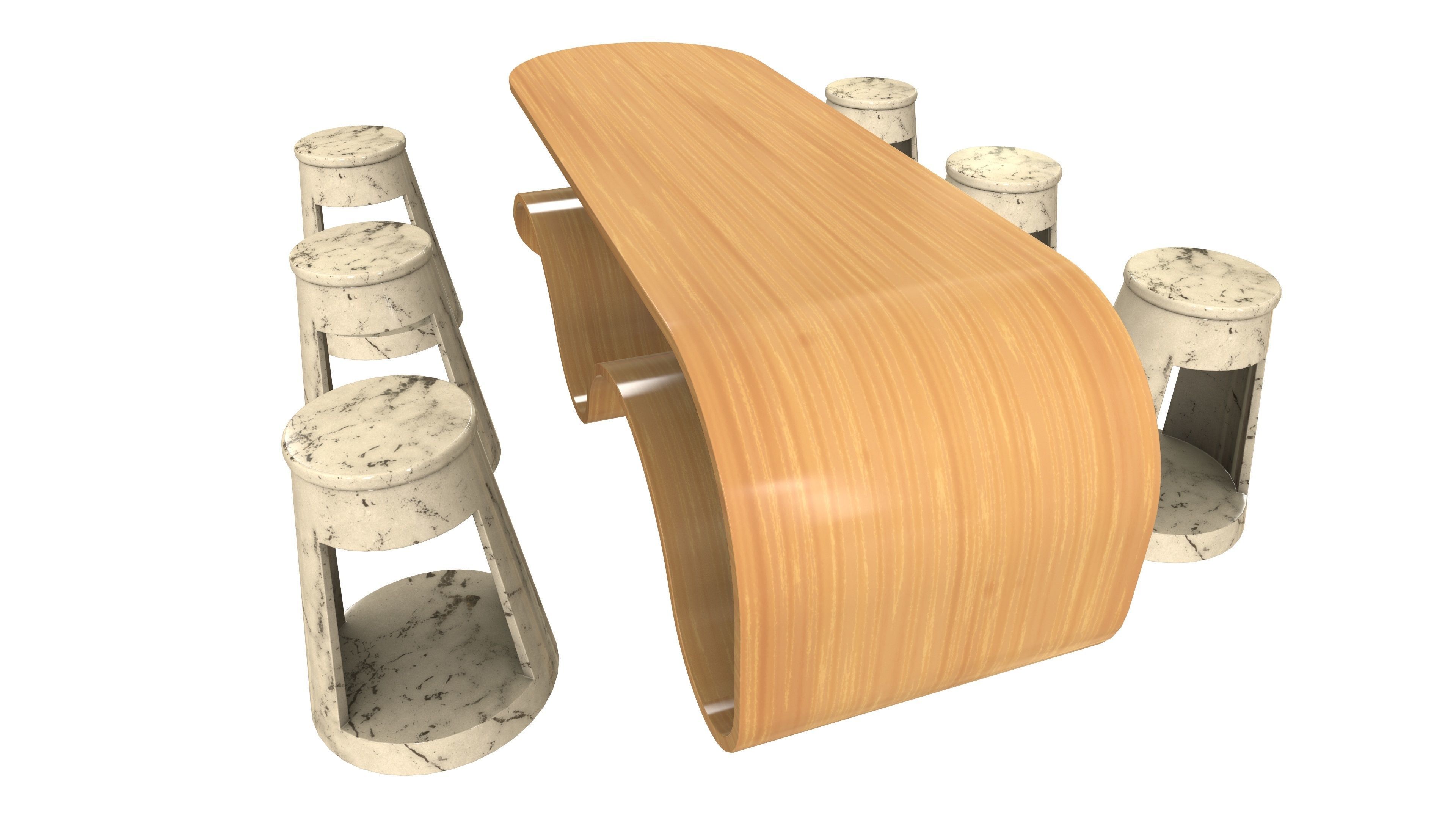 3D model Modern Table with Stool 3D Model AR VR PBR VR / AR / low-poly ...