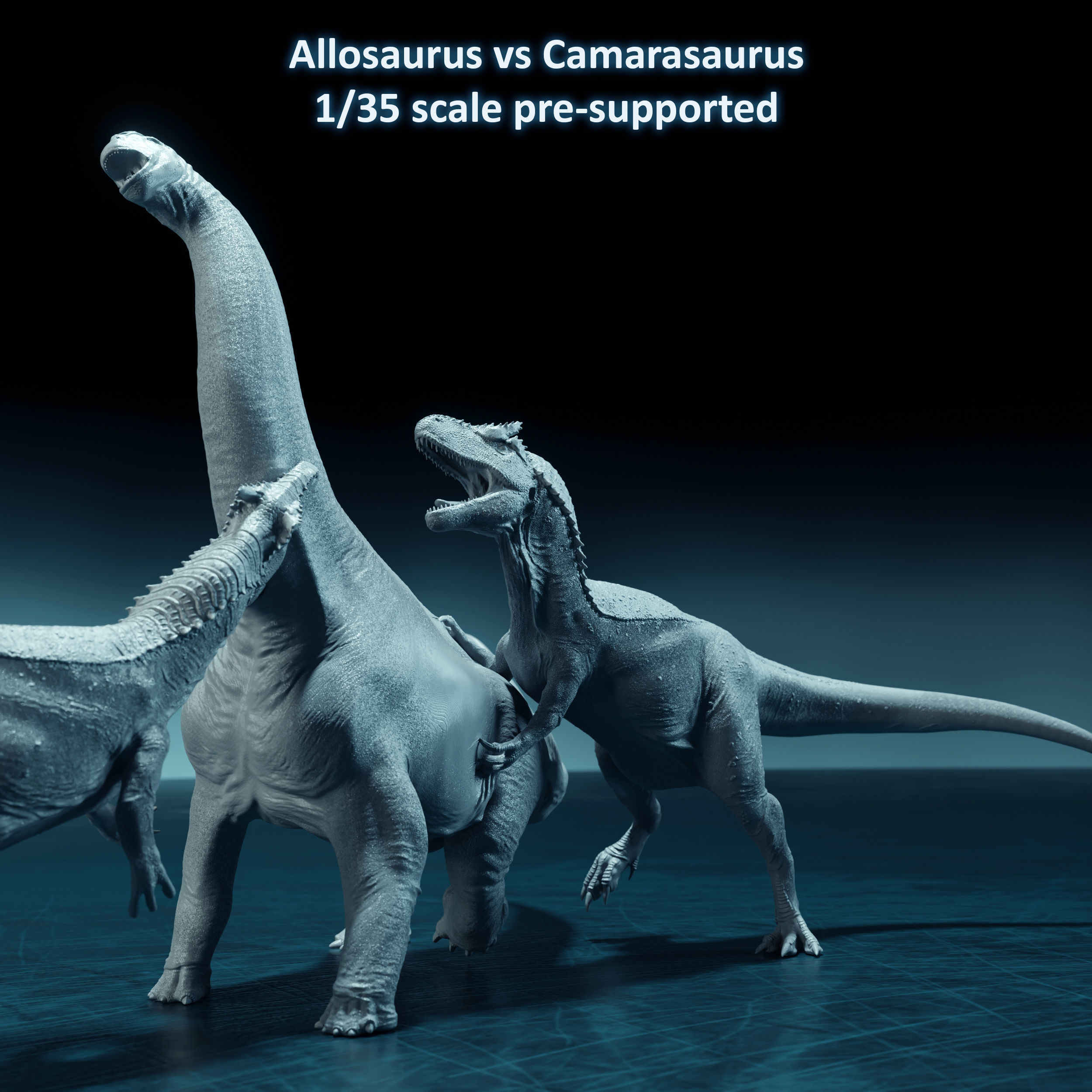 Allosaurus vs Camarasaurus 1-35 scale pre-supported 3D model 3D ...
