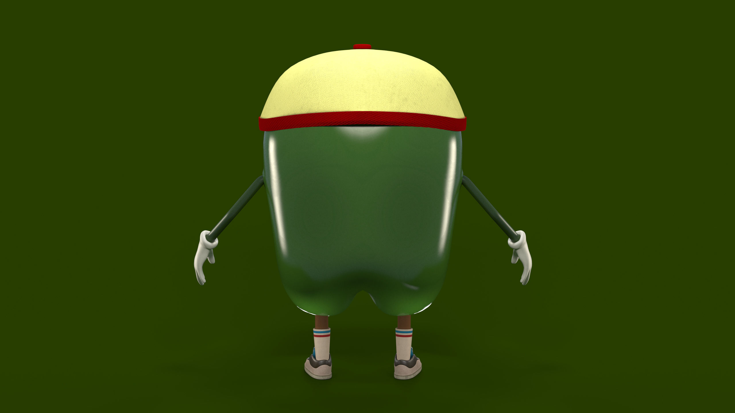 Cartoon food pepper green man 3D model rigged | CGTrader