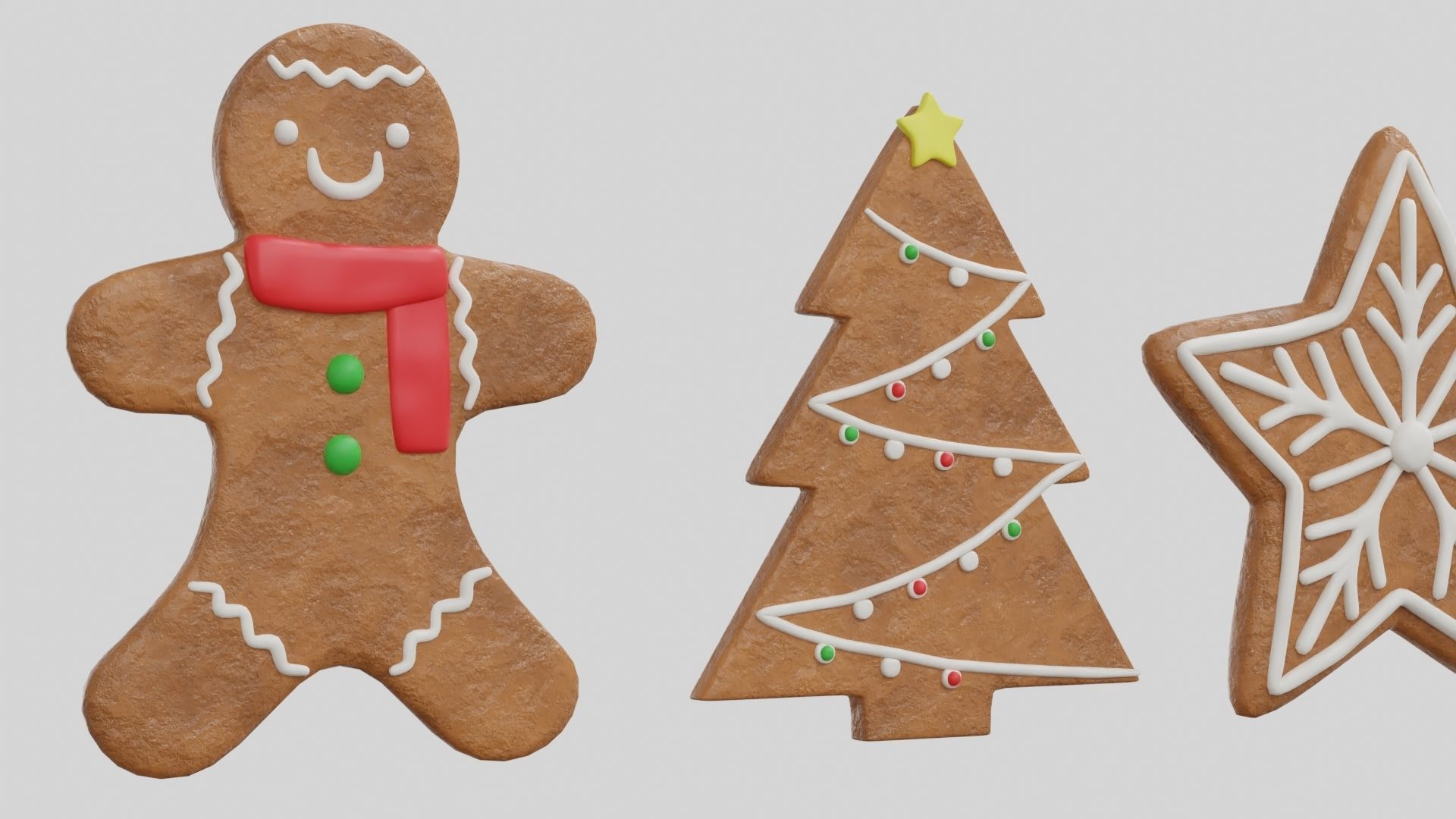Gingerbread Christmas Cookie Set 2 3D model | CGTrader