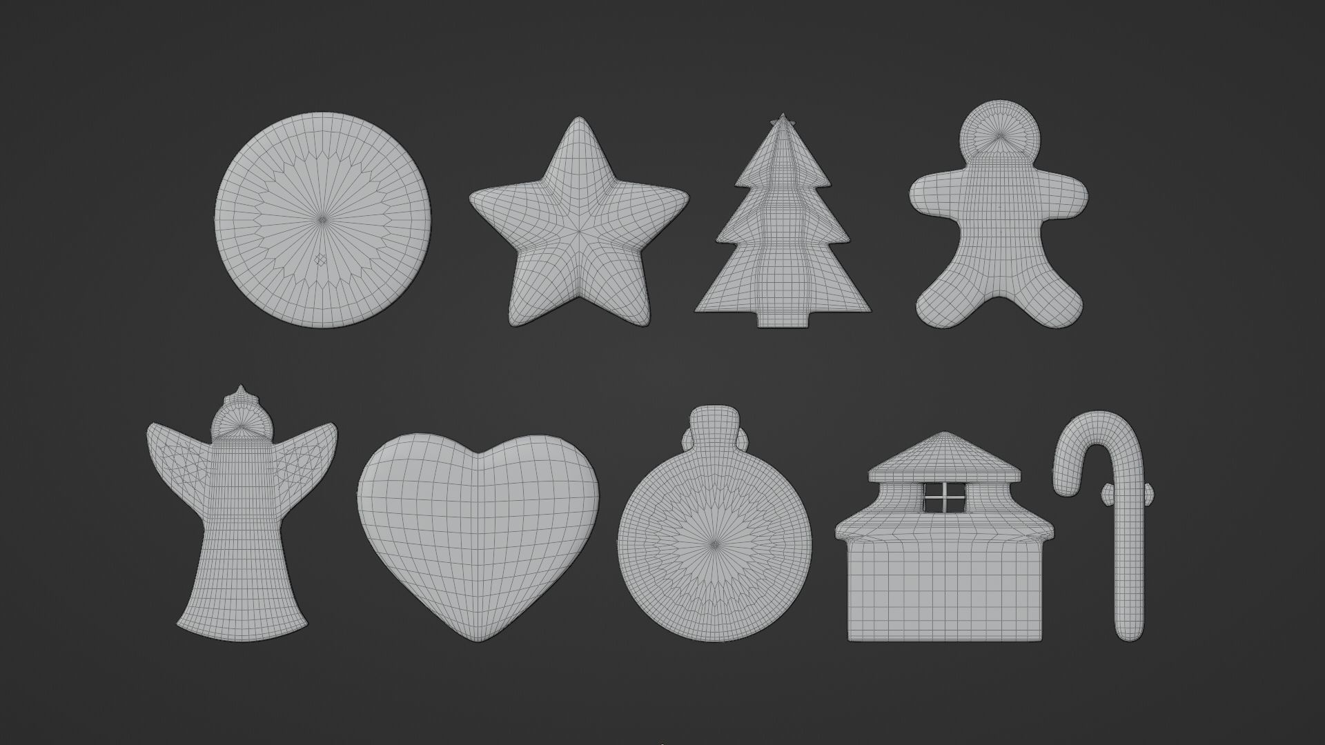 Gingerbread Christmas Cookie Set 2 3D model | CGTrader
