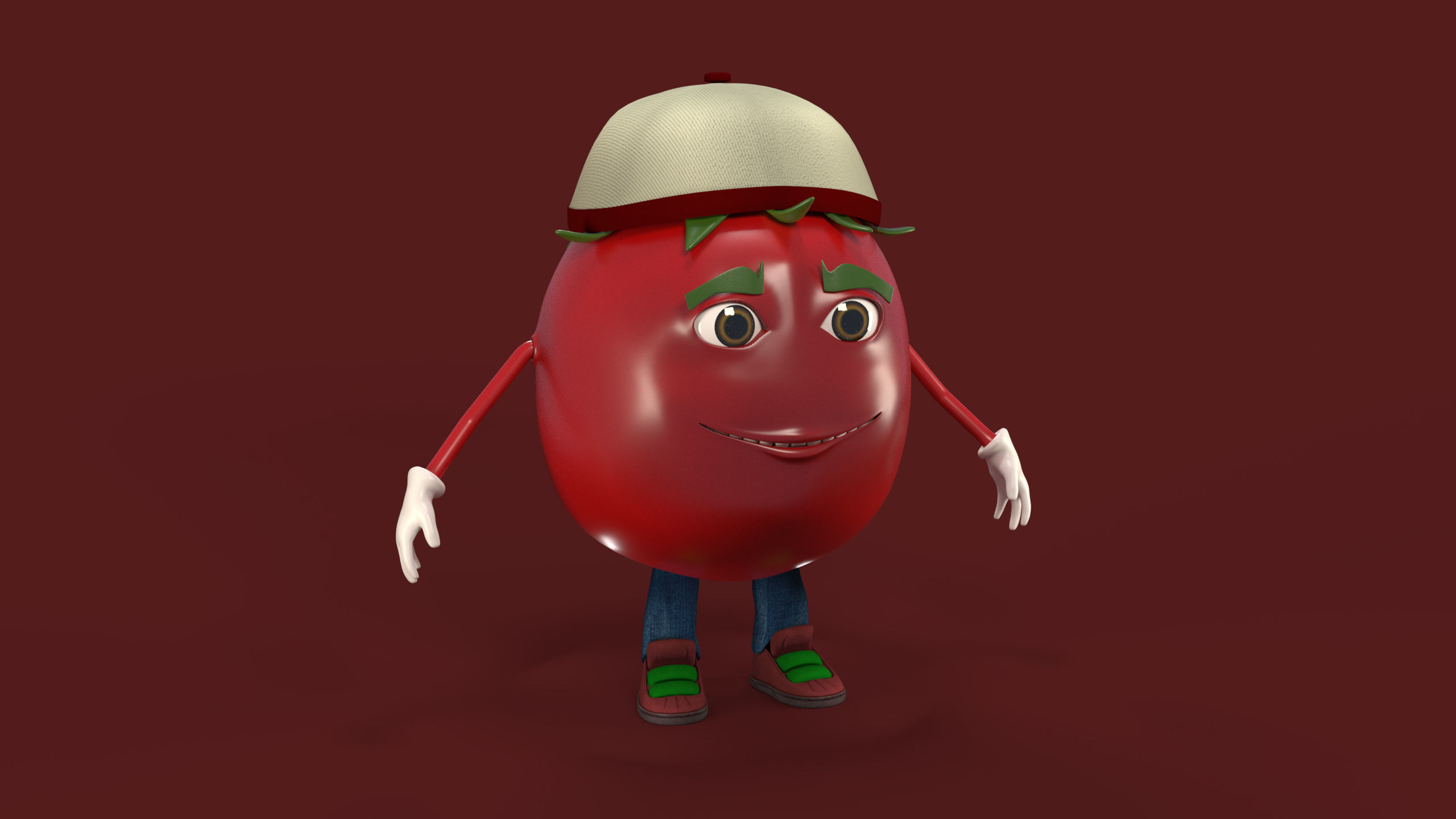 Cartoon food tomato man 3D model rigged | CGTrader