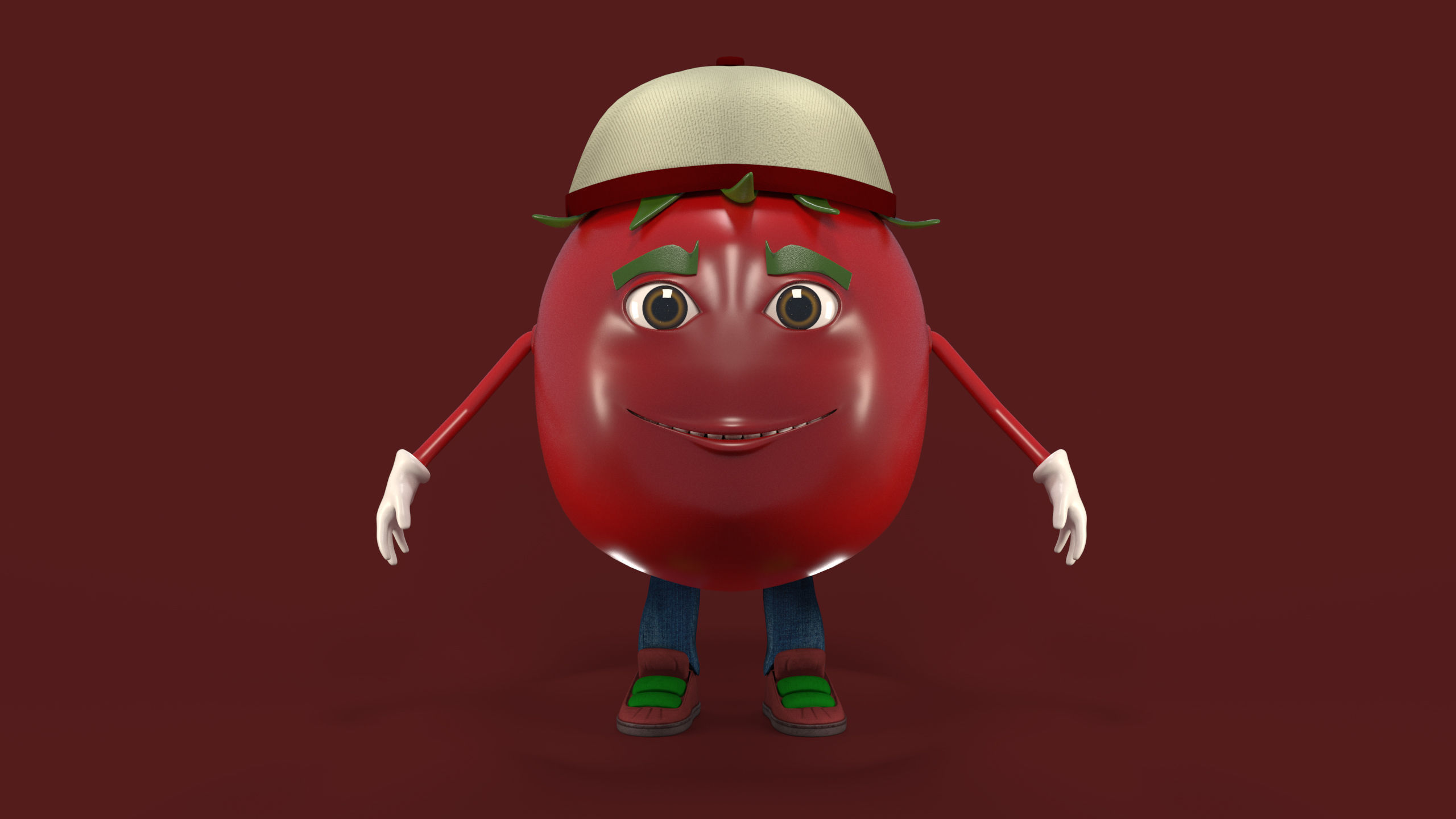 Cartoon food tomato man 3D model rigged | CGTrader