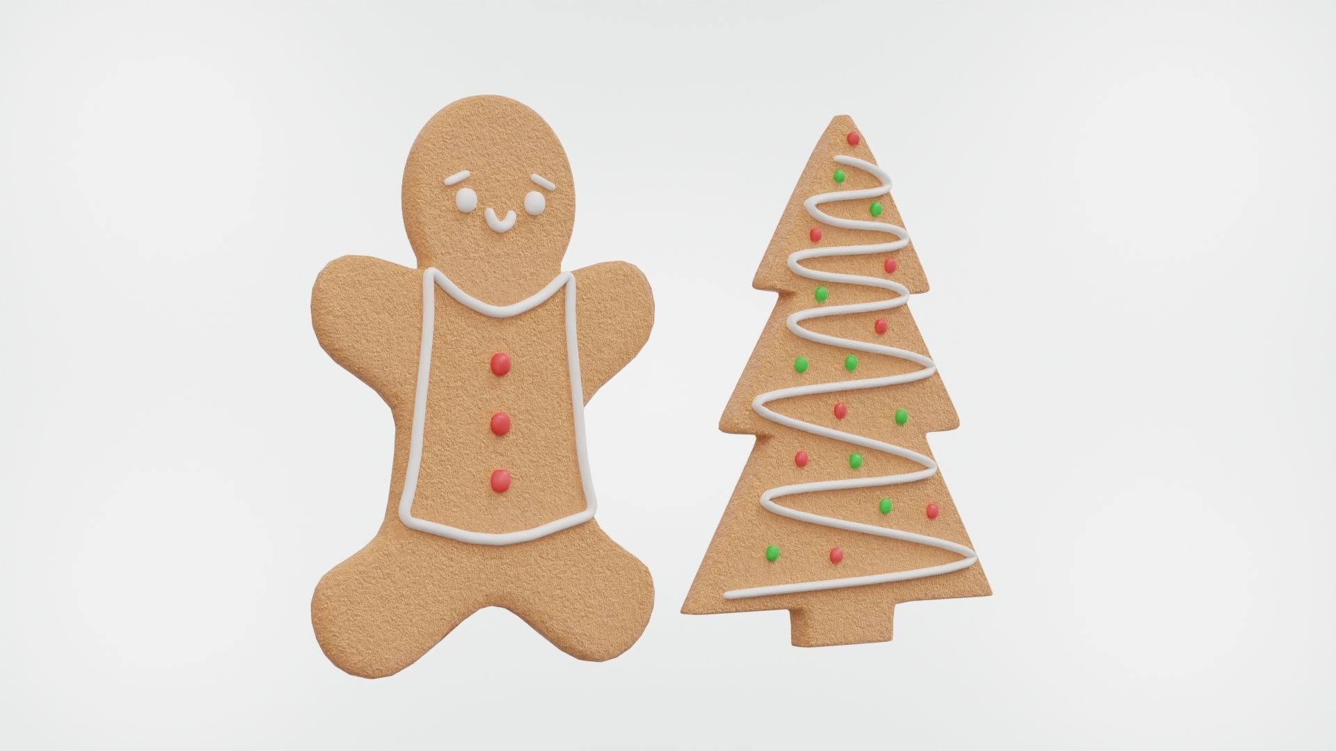 Gingerbread Christmas Cookies free 3D model | CGTrader