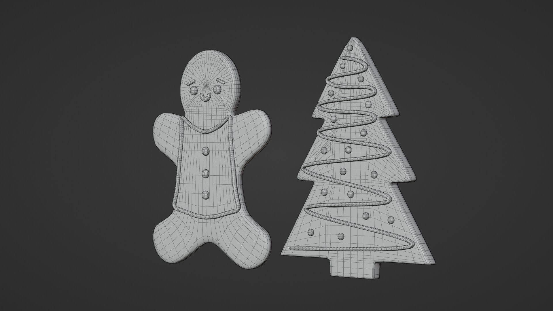 Gingerbread Christmas Cookies free 3D model | CGTrader