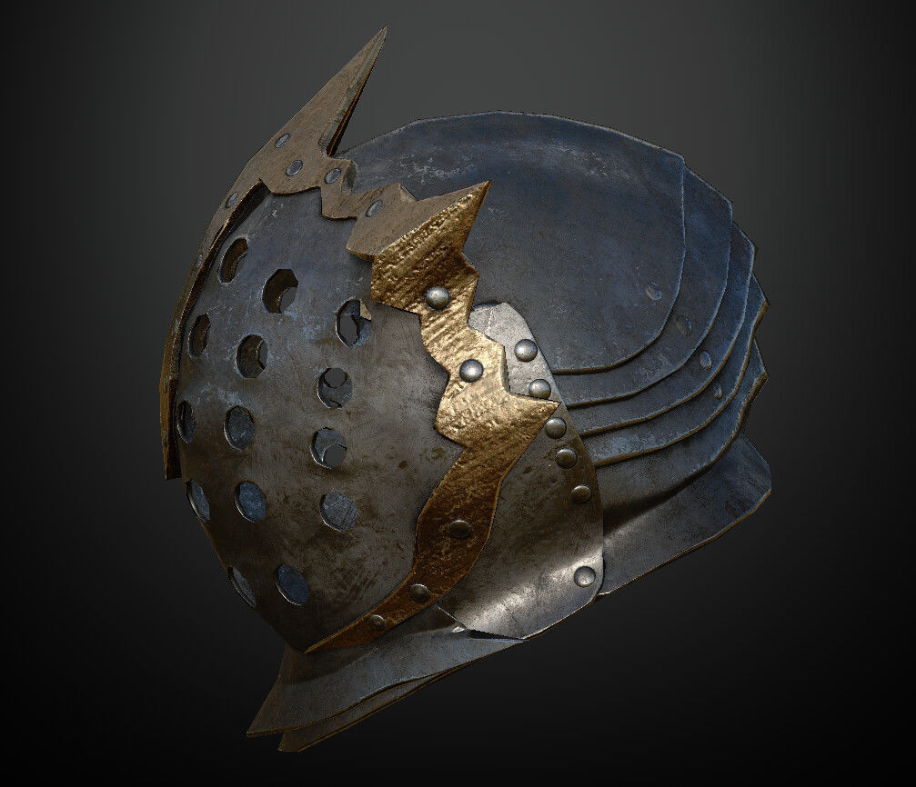 HELMET15 Game Ready metal helmet with holes 3D model | CGTrader