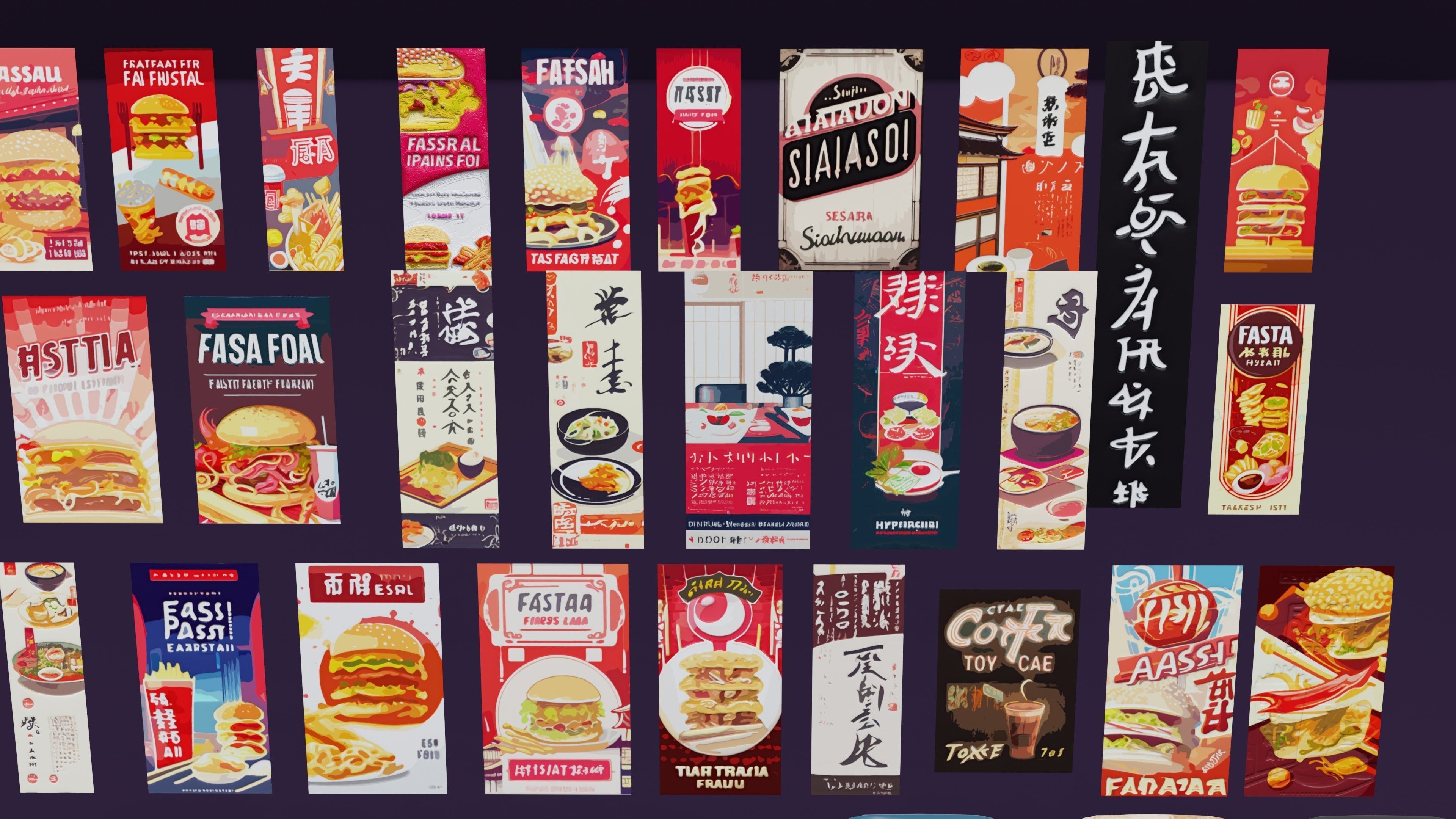 Texture 35 Japanese Style Restaurant Signs and Posters VR / AR / low ...