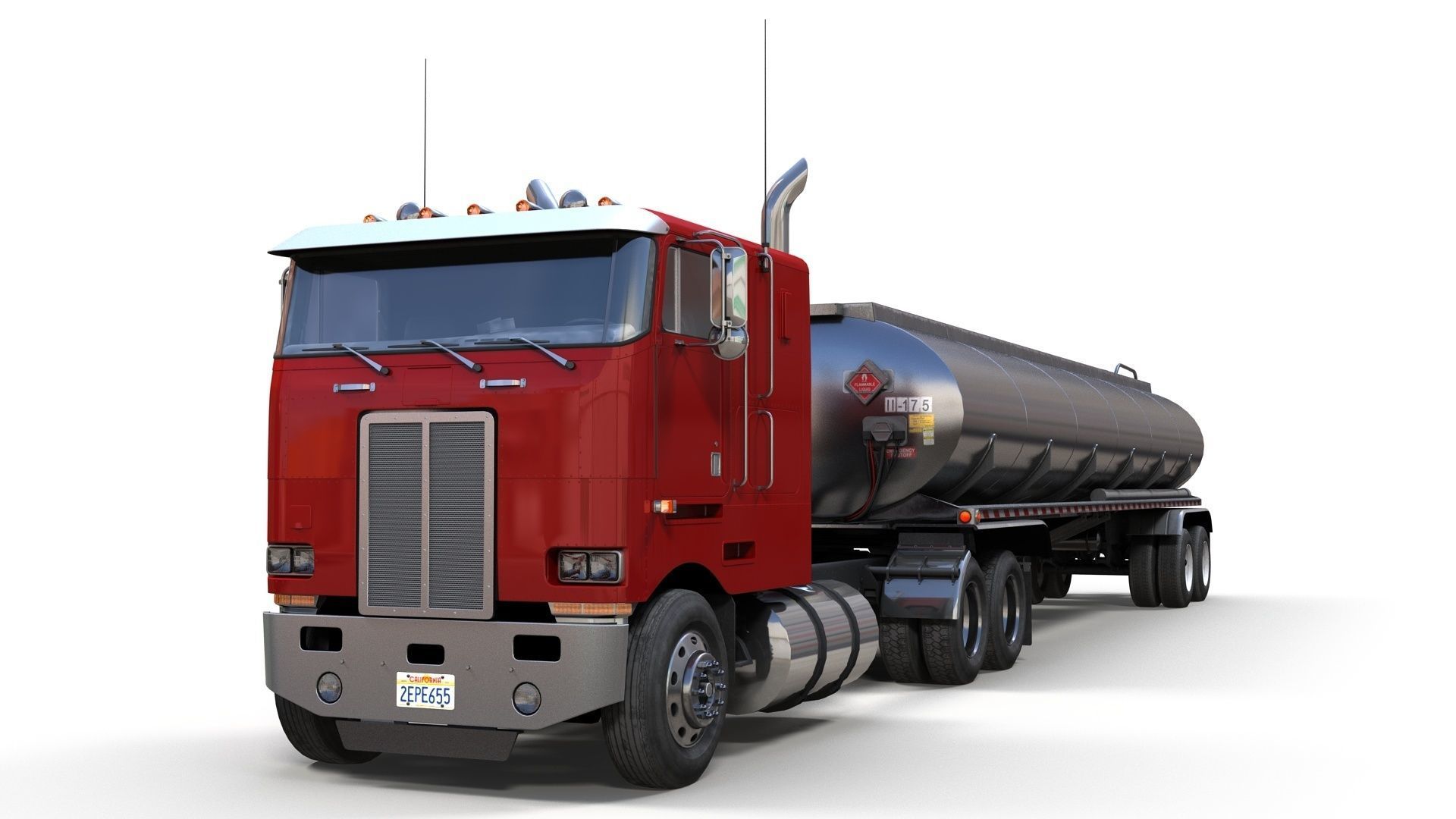 3D model Peterbilt 362 custom fuel trailer VR / AR / low-poly | CGTrader