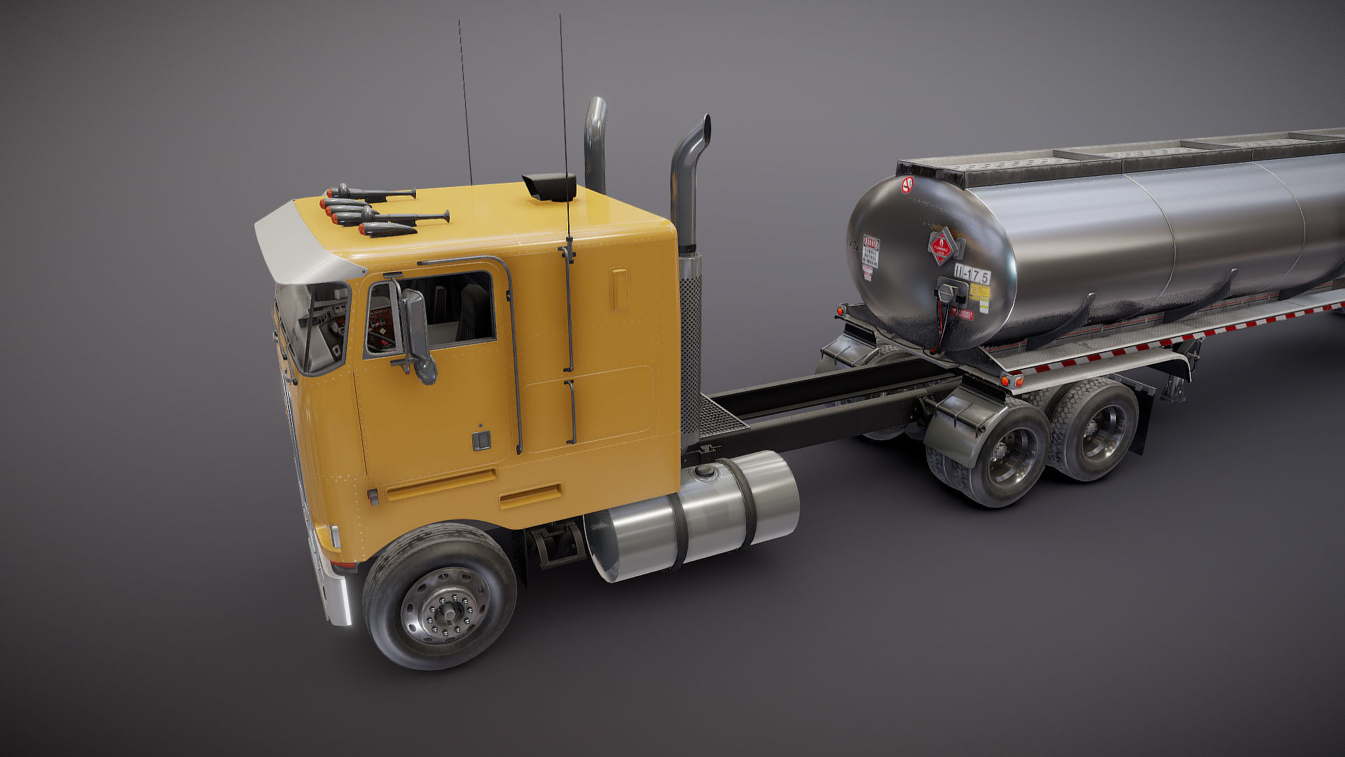 3D model Peterbilt 362 custom fuel trailer VR / AR / low-poly | CGTrader