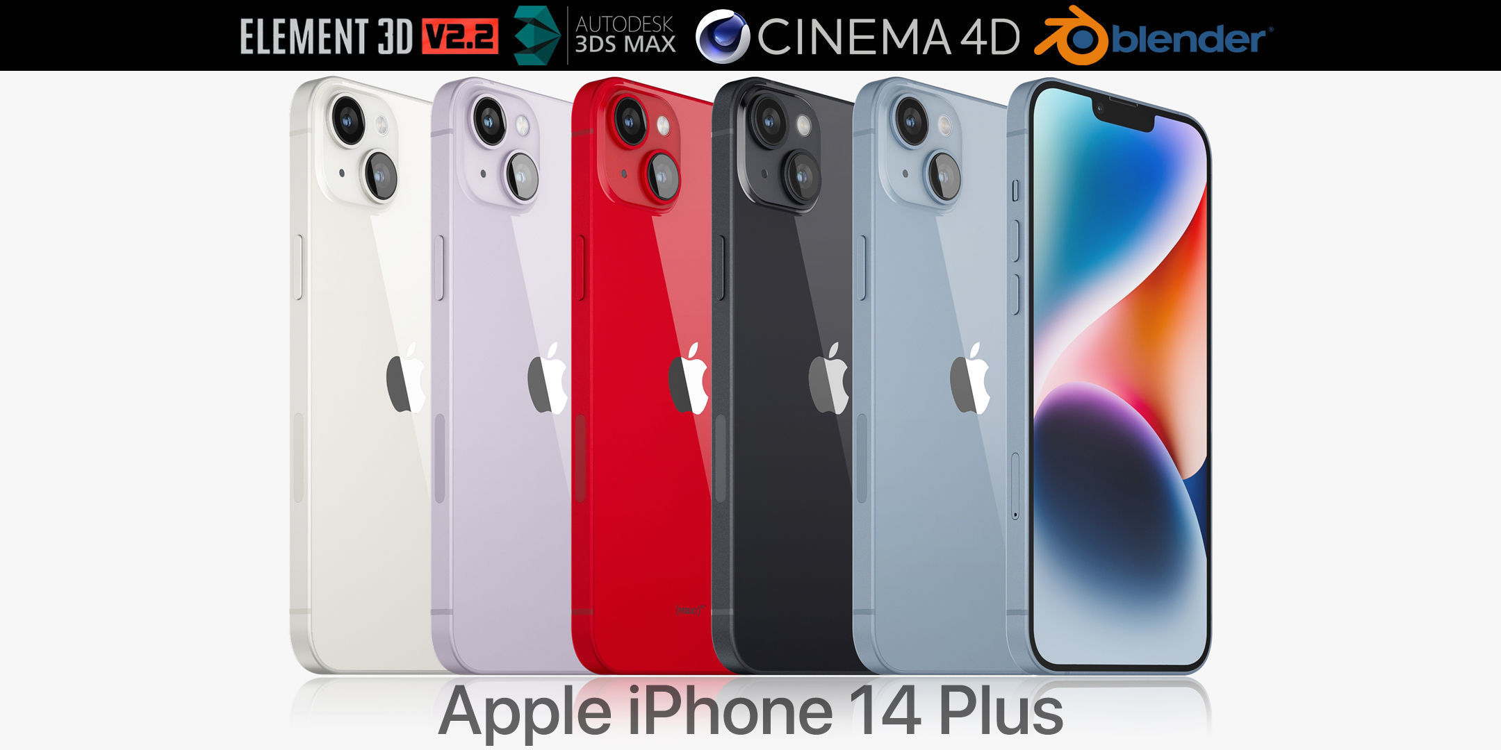 Apple iPhone 14 Plus all colors 3D model | CGTrader