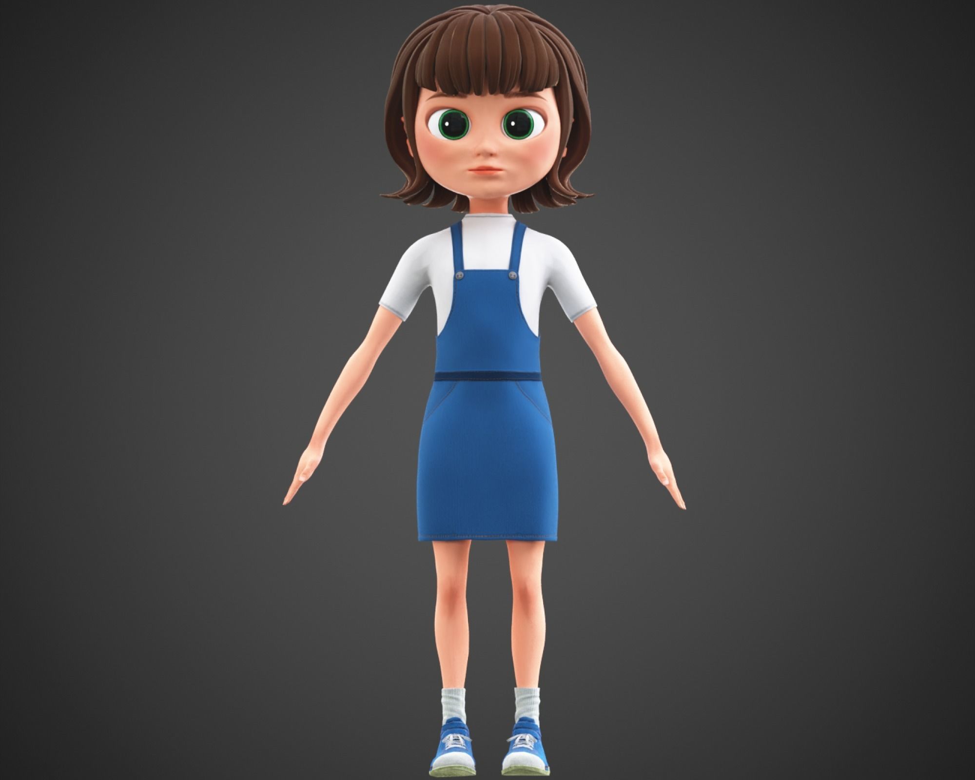 3D model Stylized Cartoon Girl Kid rigged character VR / AR / low-poly ...