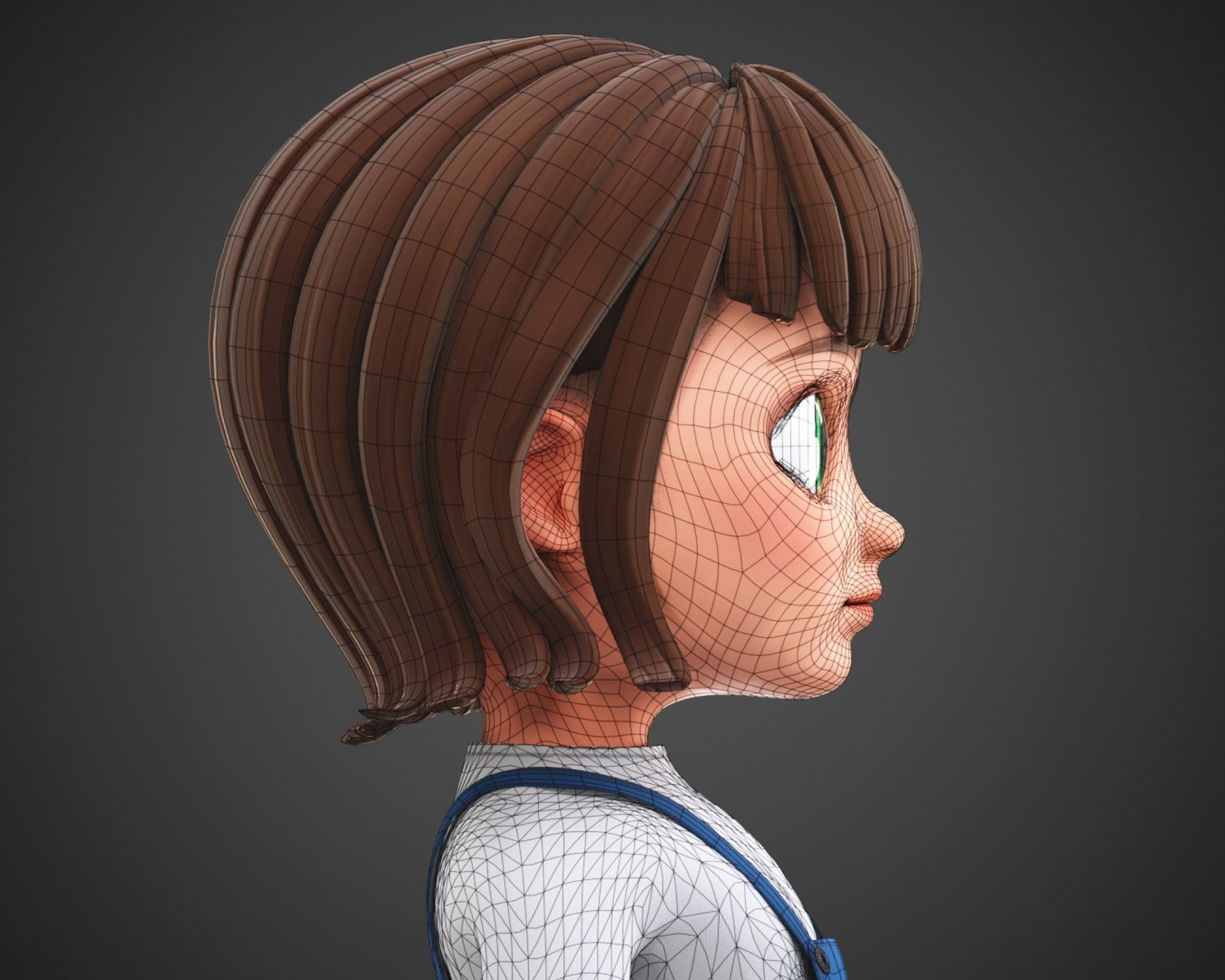 3D model Stylized Cartoon Girl Kid rigged character VR / AR / low-poly ...
