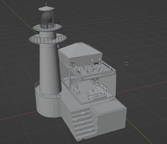 Lighthouse with little house 3D model | CGTrader