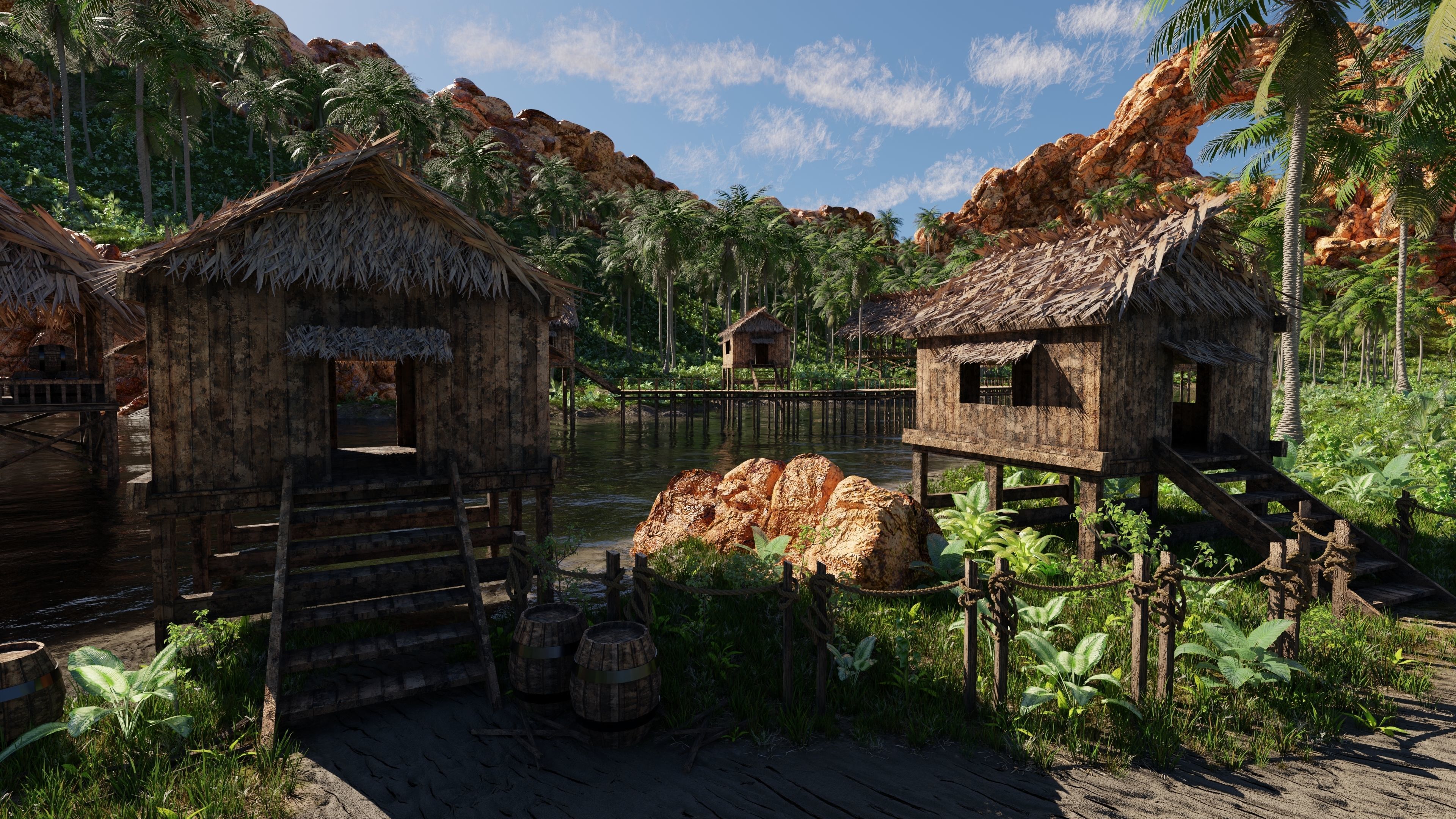 Waterfall Tropical Scene 3D model | CGTrader