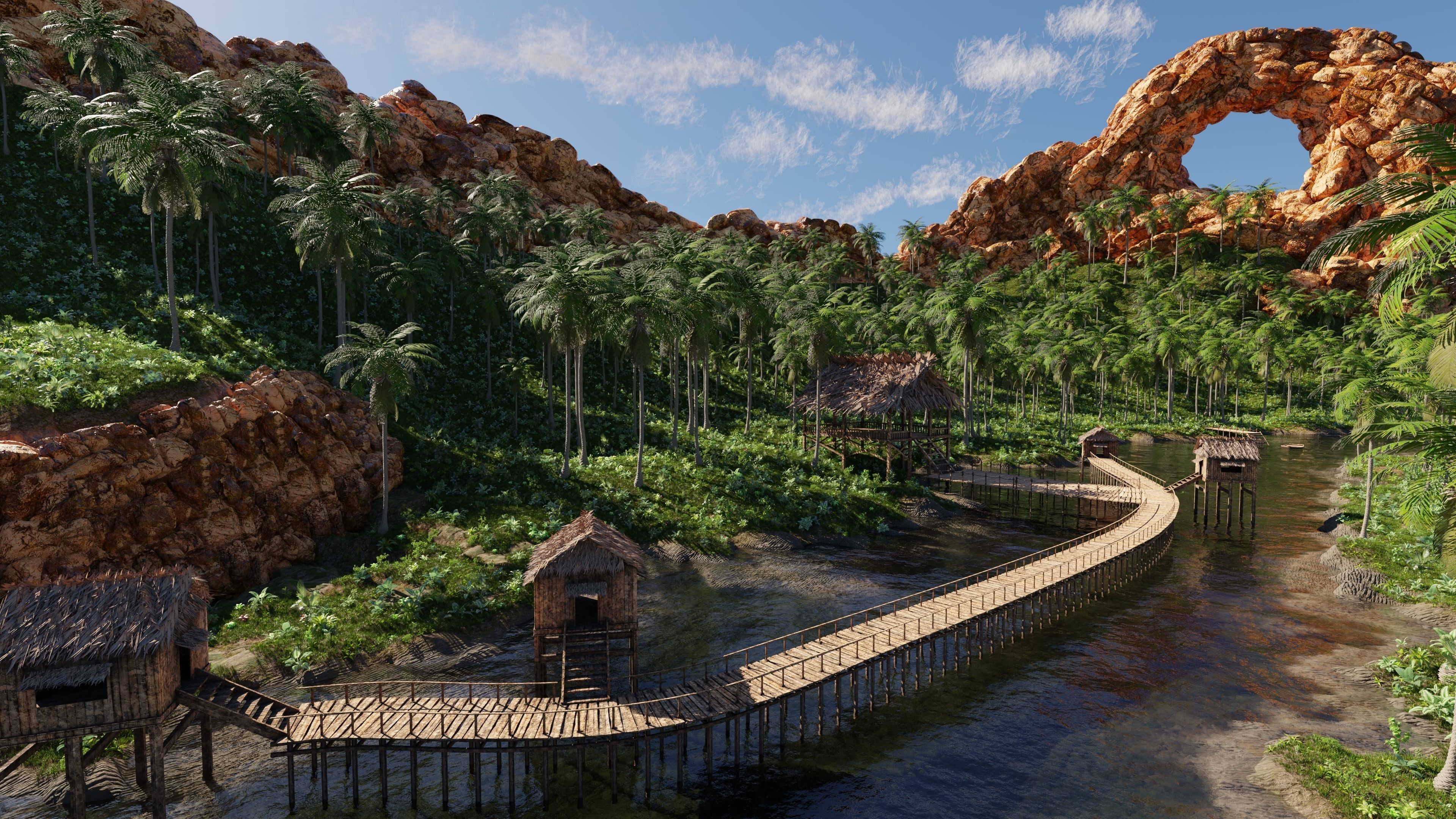 Waterfall Tropical Scene 3D model | CGTrader