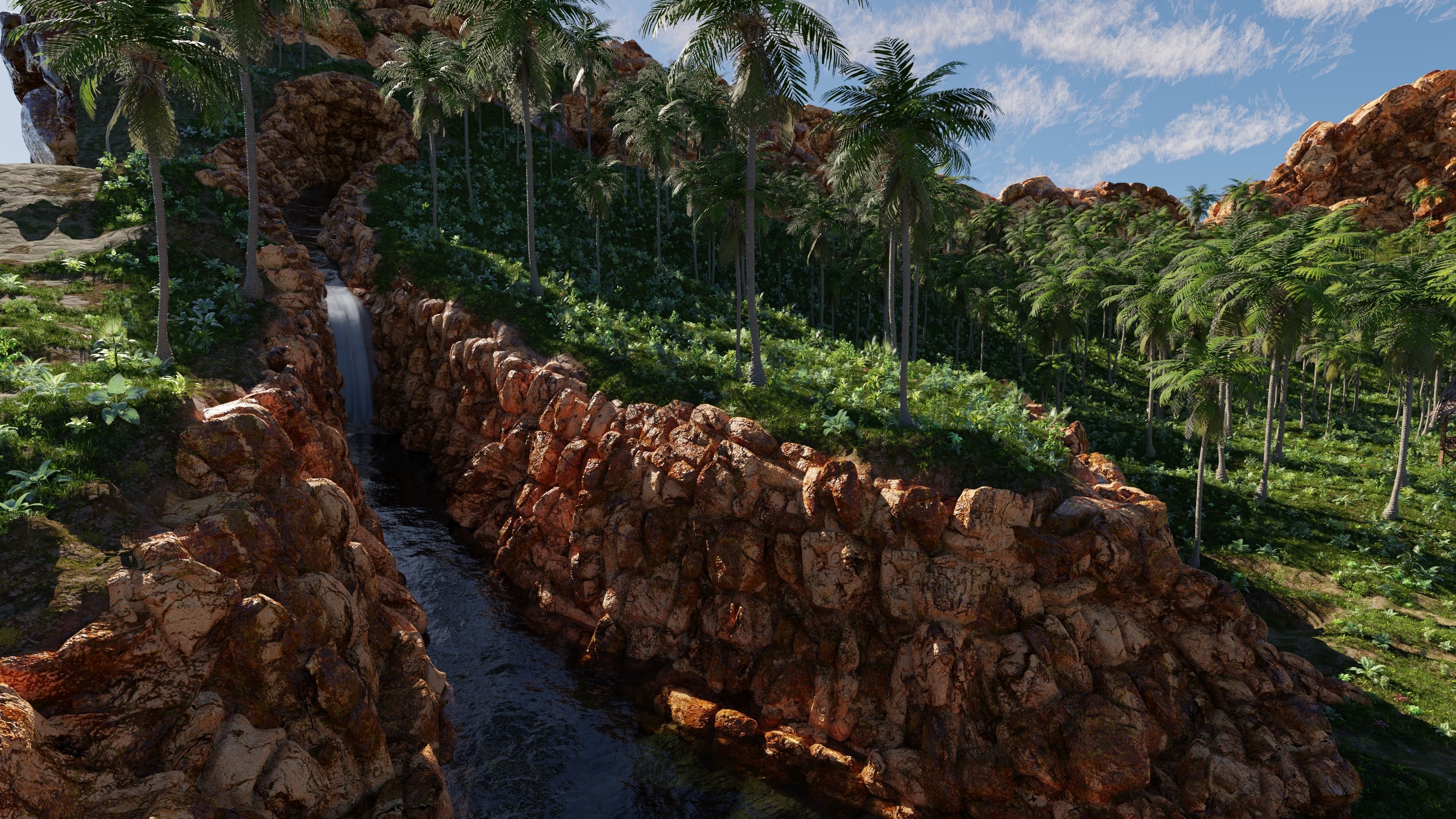 Waterfall Tropical Scene 3D model | CGTrader