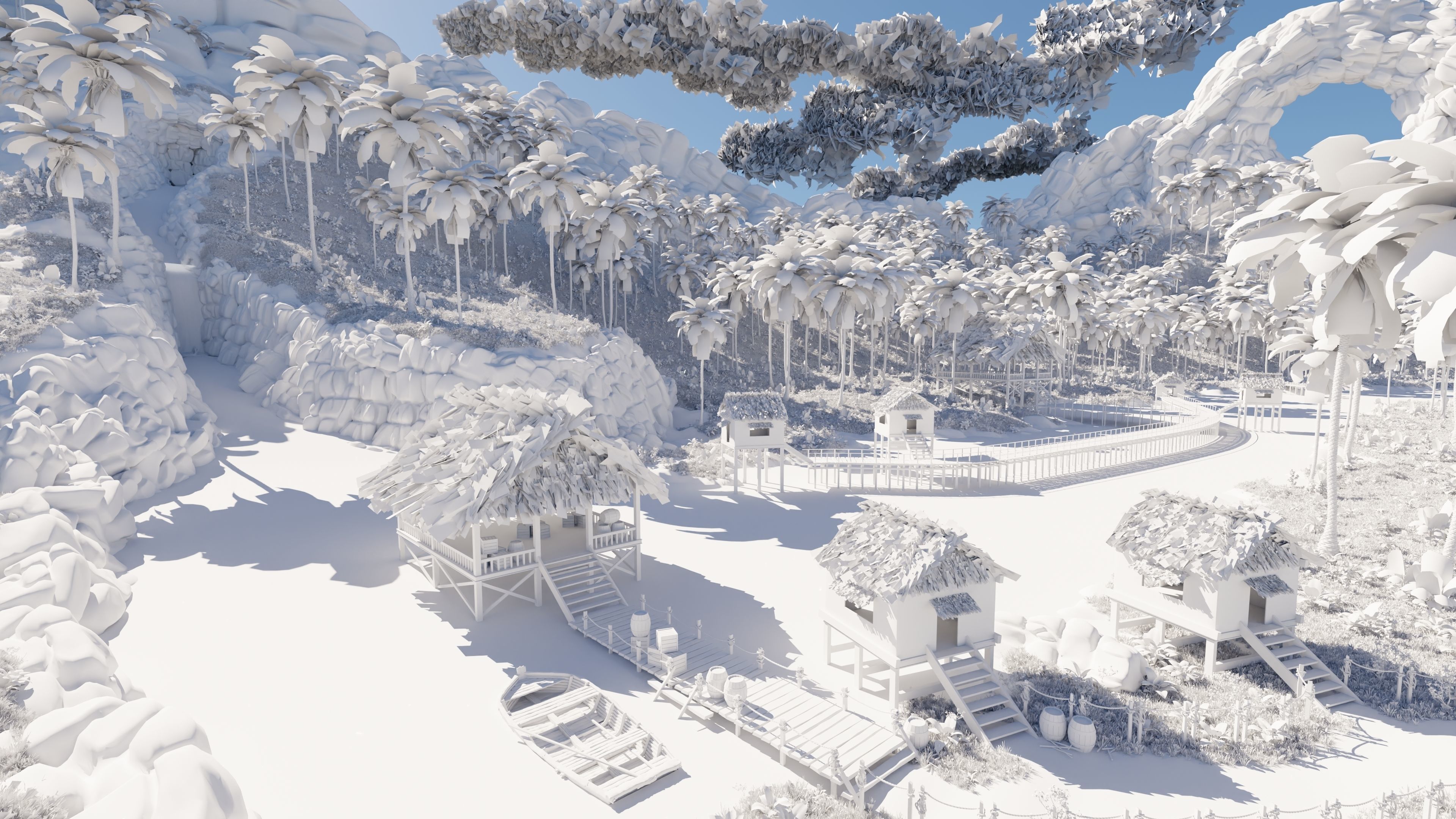 Waterfall Tropical Scene 3D model | CGTrader