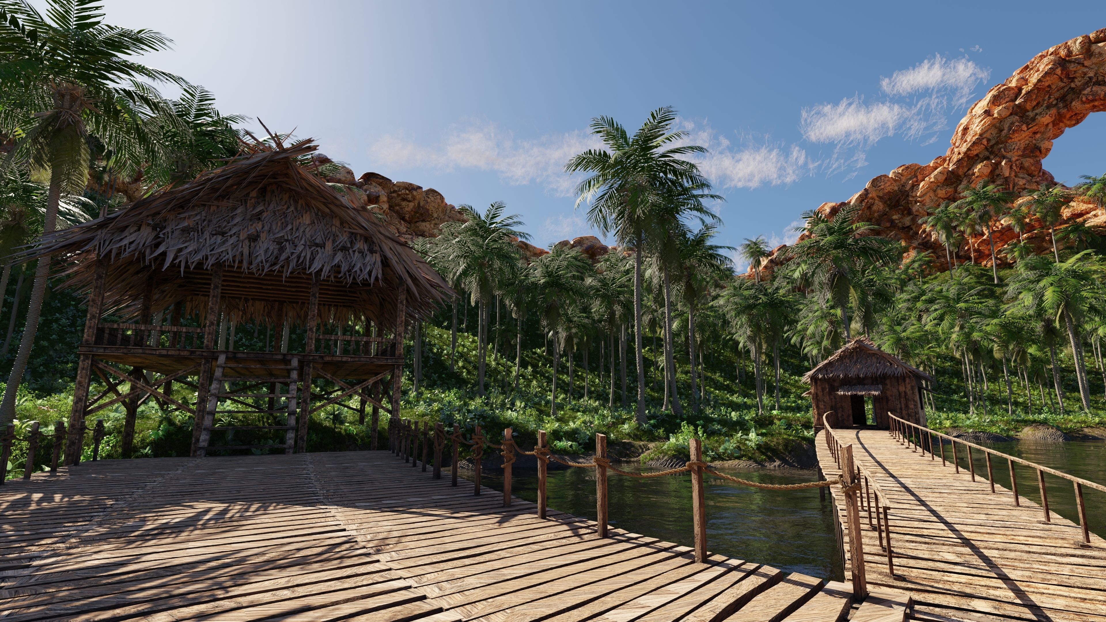 Waterfall Tropical Scene 3D model | CGTrader