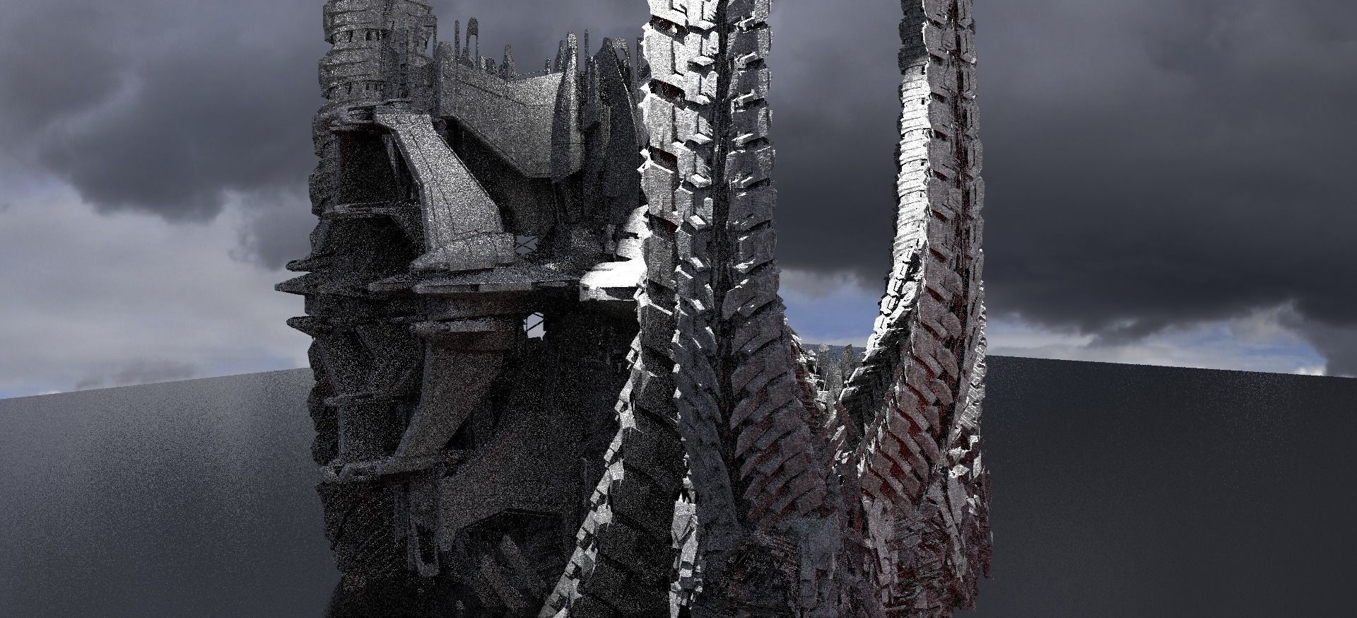 Alien Spine Tower 3 versions 3D model | CGTrader