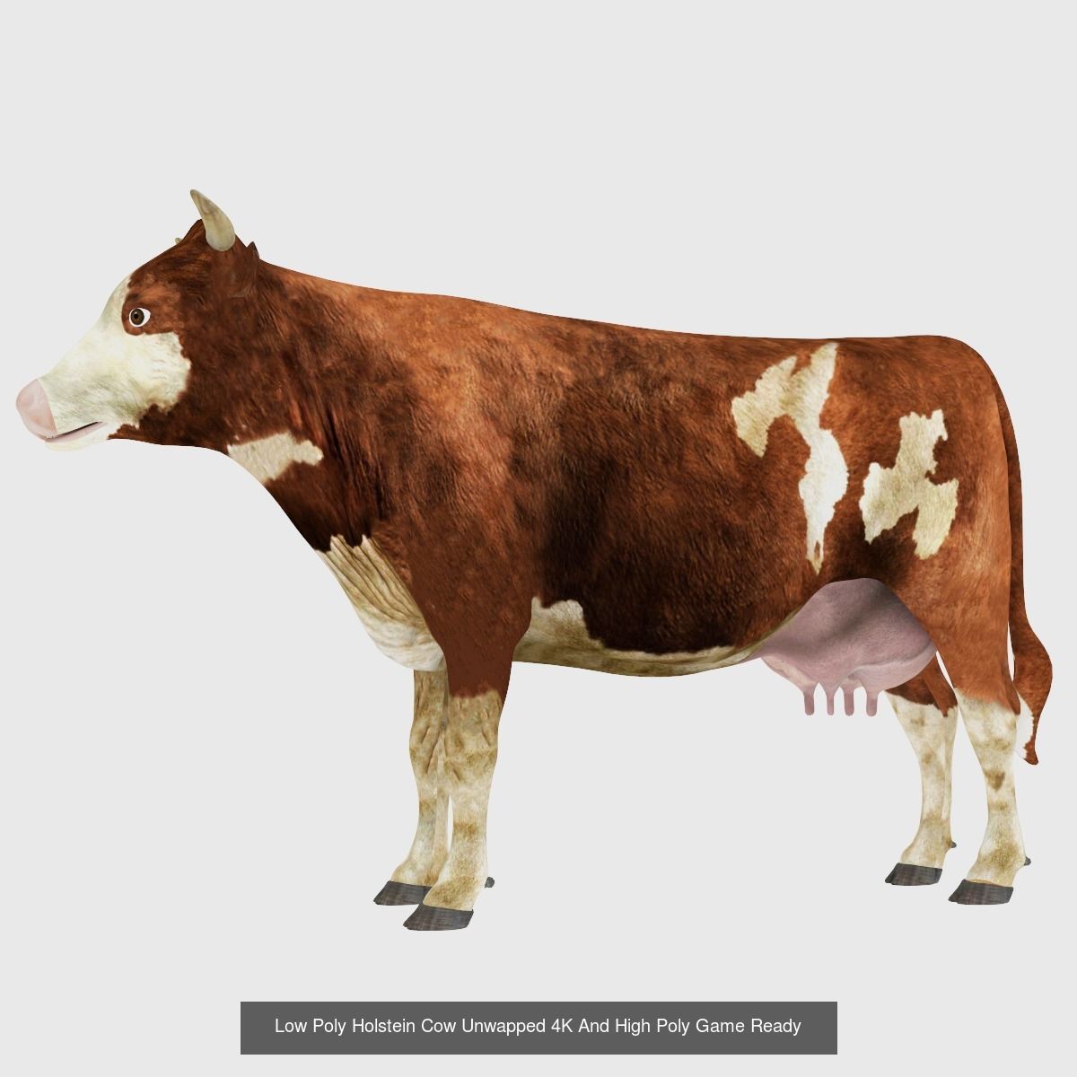 Low Poly Cow Collection - 3 Cow Models - 4K - Unwrapped VR / AR / low ...