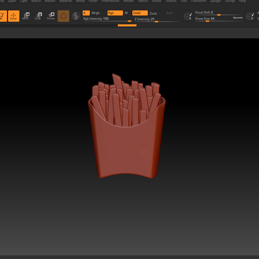 French fries cartoon 3D model | CGTrader