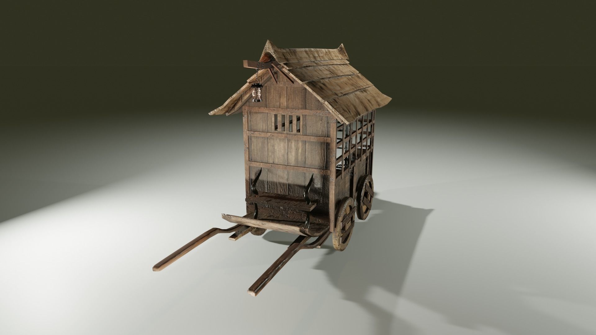 3D model Medieval Horse Cage Cart LP 3D model prisoner carriage VR / AR ...