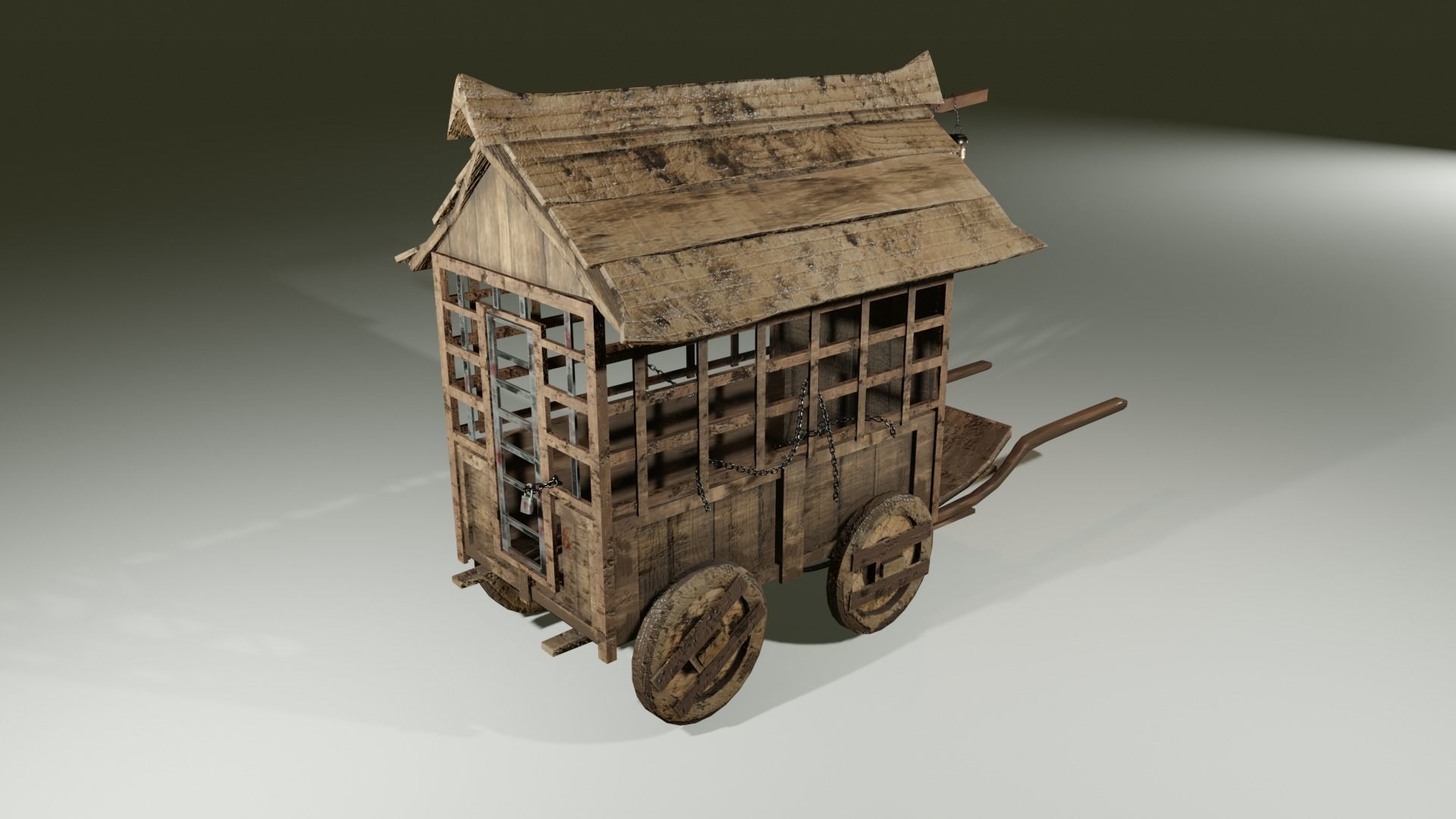 3D model Medieval Horse Cage Cart LP 3D model prisoner carriage VR / AR ...