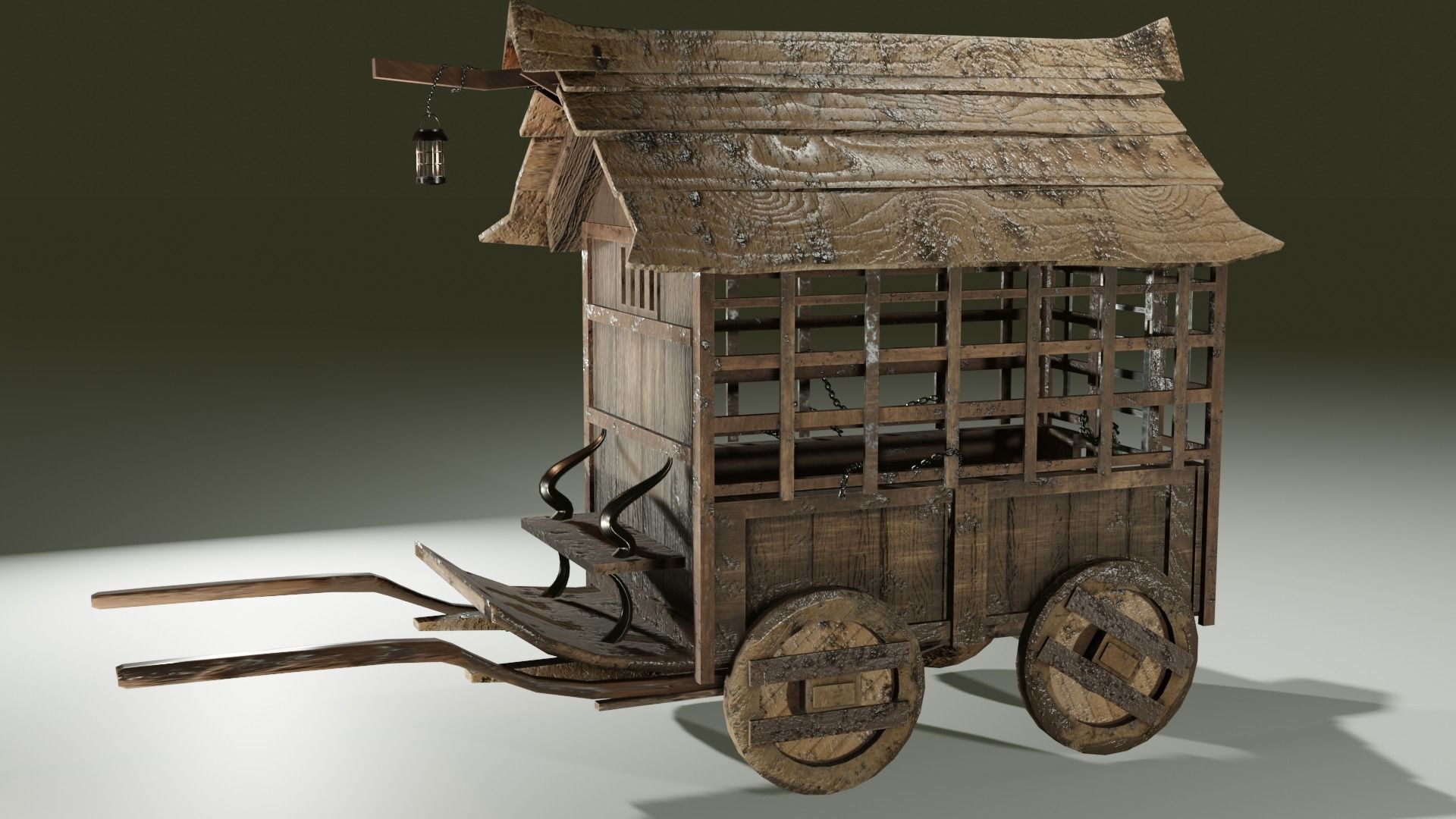 3D model Medieval Horse Cage Cart LP 3D model prisoner carriage VR / AR ...