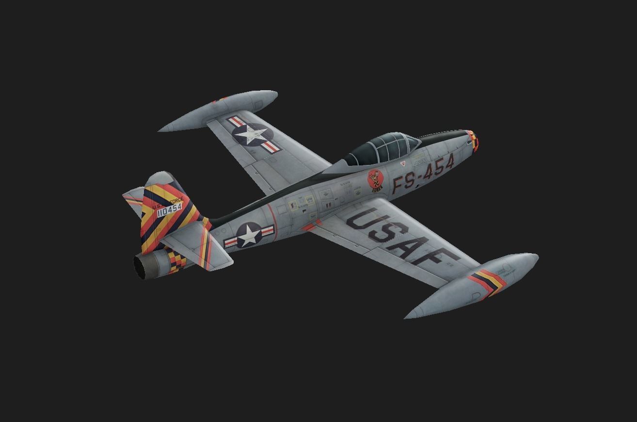 3D model The F-84B Thunderjet Hand painted game model VR / AR / low ...