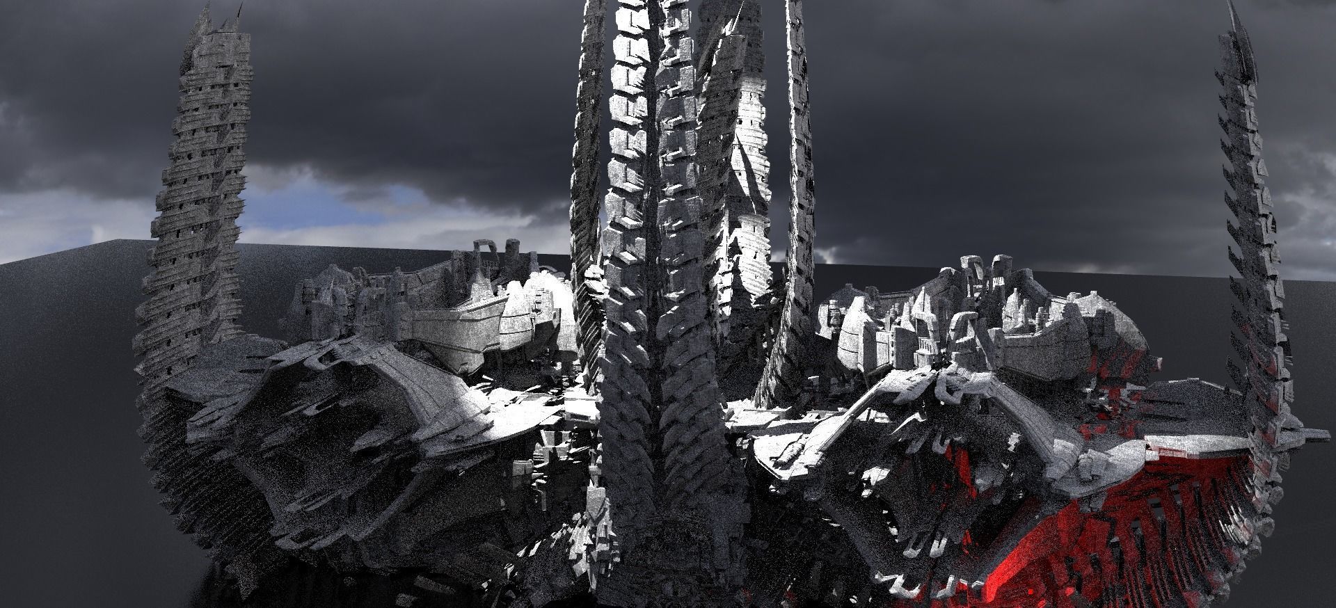 Alien Spine Tower 4 versions 3D model | CGTrader