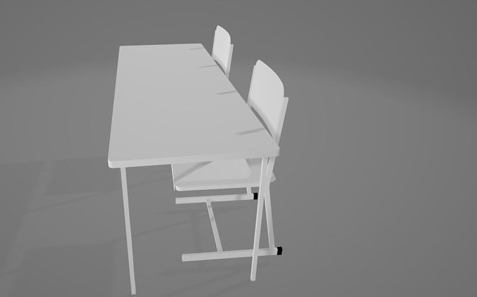 LOW POLY GAME READY Grass desk with two chairs free 3D model | CGTrader