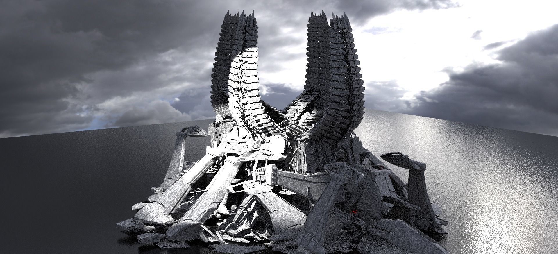 Alien Spine Tower City 1 3D model | CGTrader