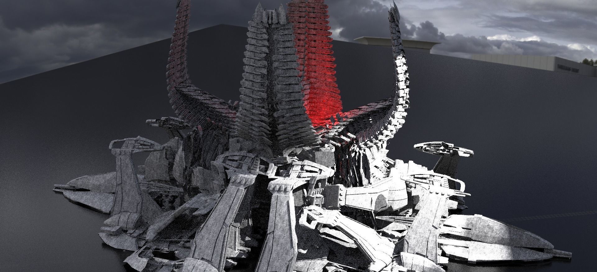 Alien Spine Tower City 2 3D model | CGTrader