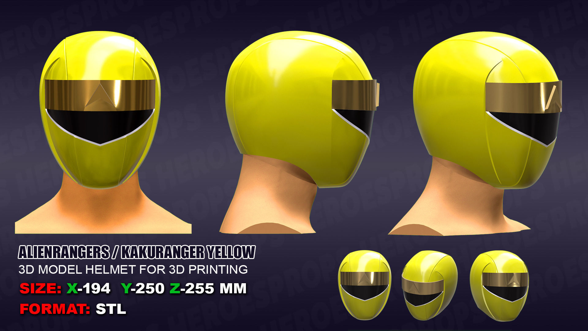 Yellow Kakuranger Super Sentai Helmet for 3D printing 3D model 3D ...
