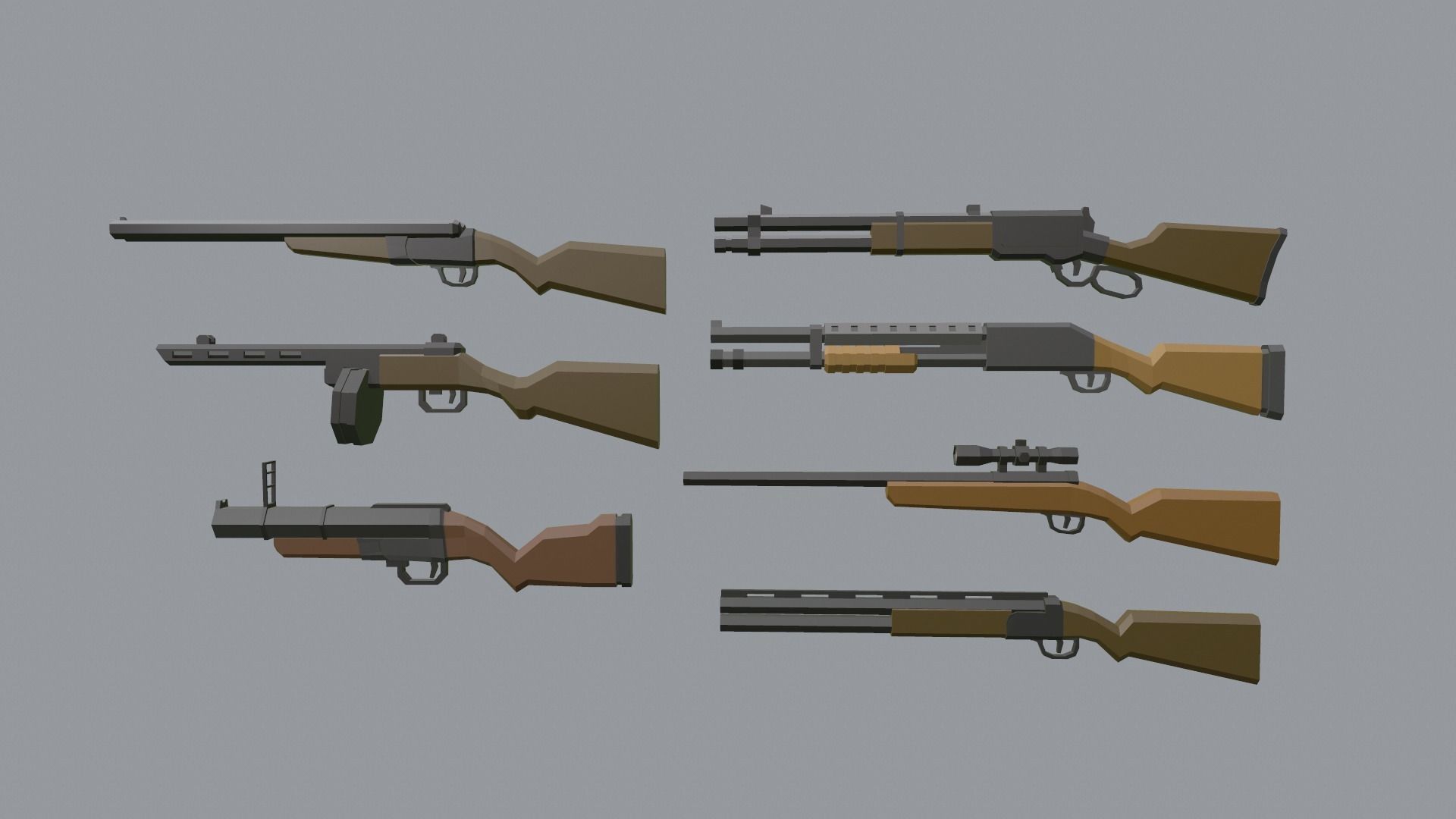 3D model Low poly pack two shotguns VR / AR / low-poly | CGTrader