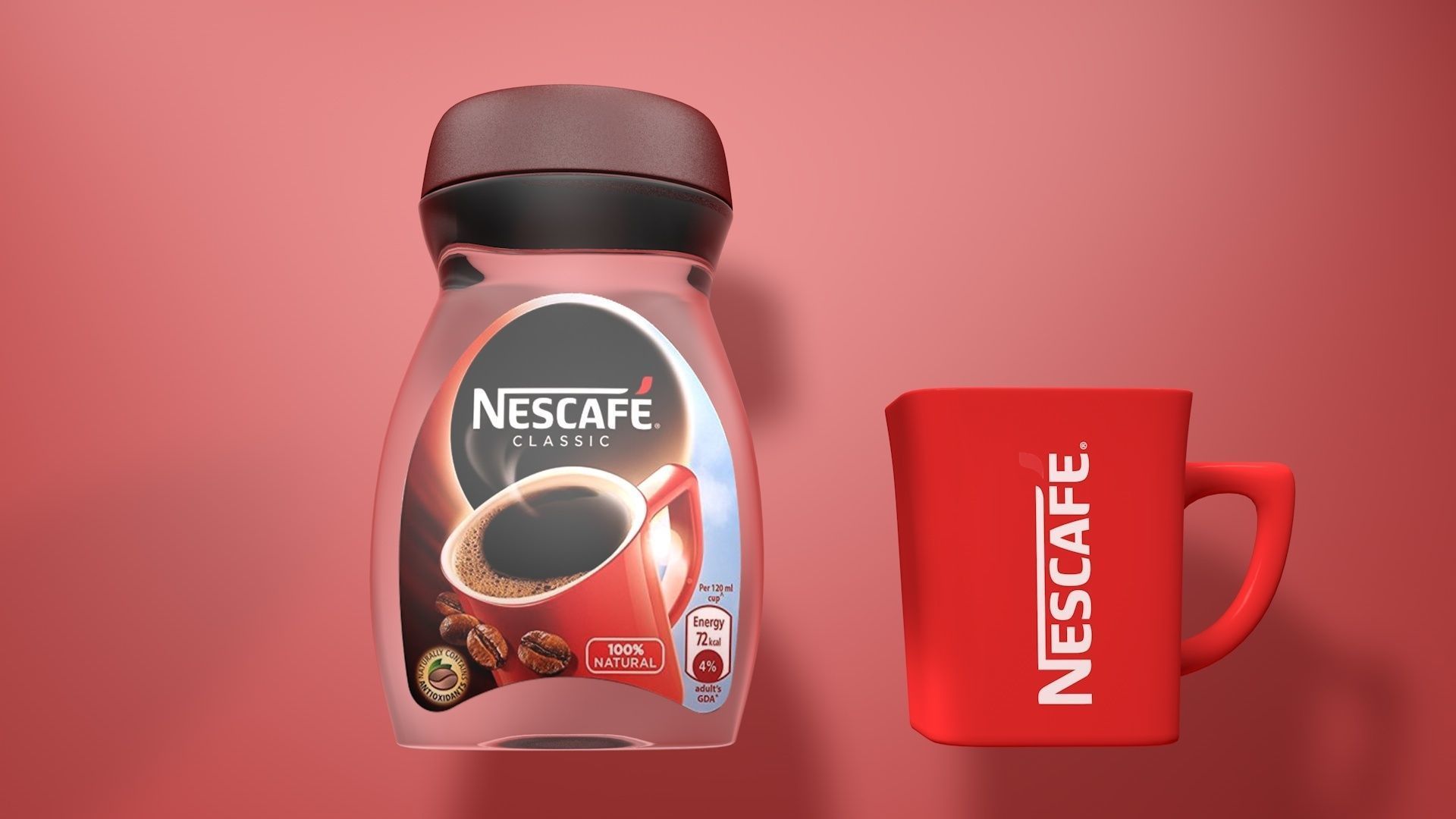 nescafe jar with cup free 3D model | CGTrader