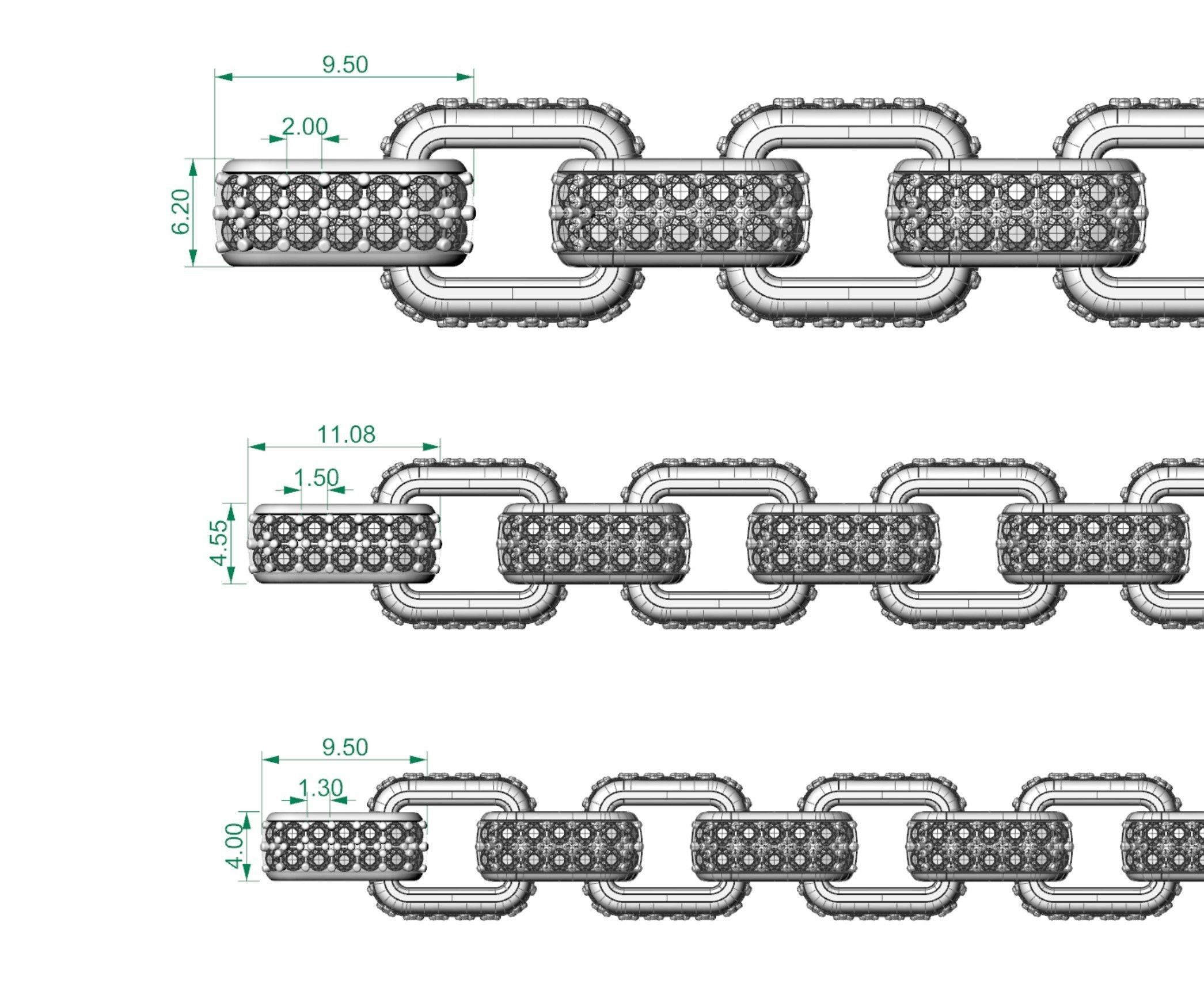Square chain NEW Just STL 3D model 3D printable | CGTrader