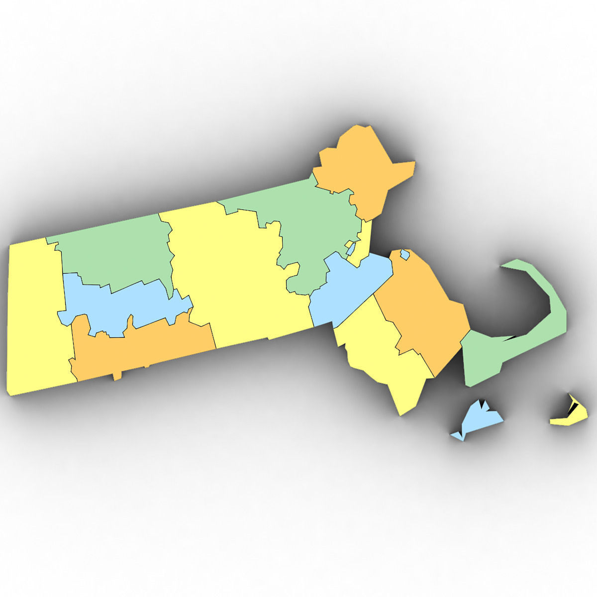 Massachusetts Political Map 3D model | CGTrader