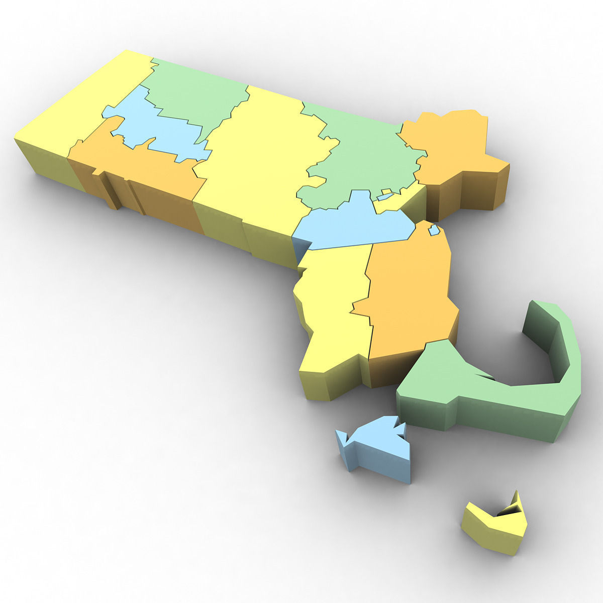Massachusetts Political Map 3D model | CGTrader