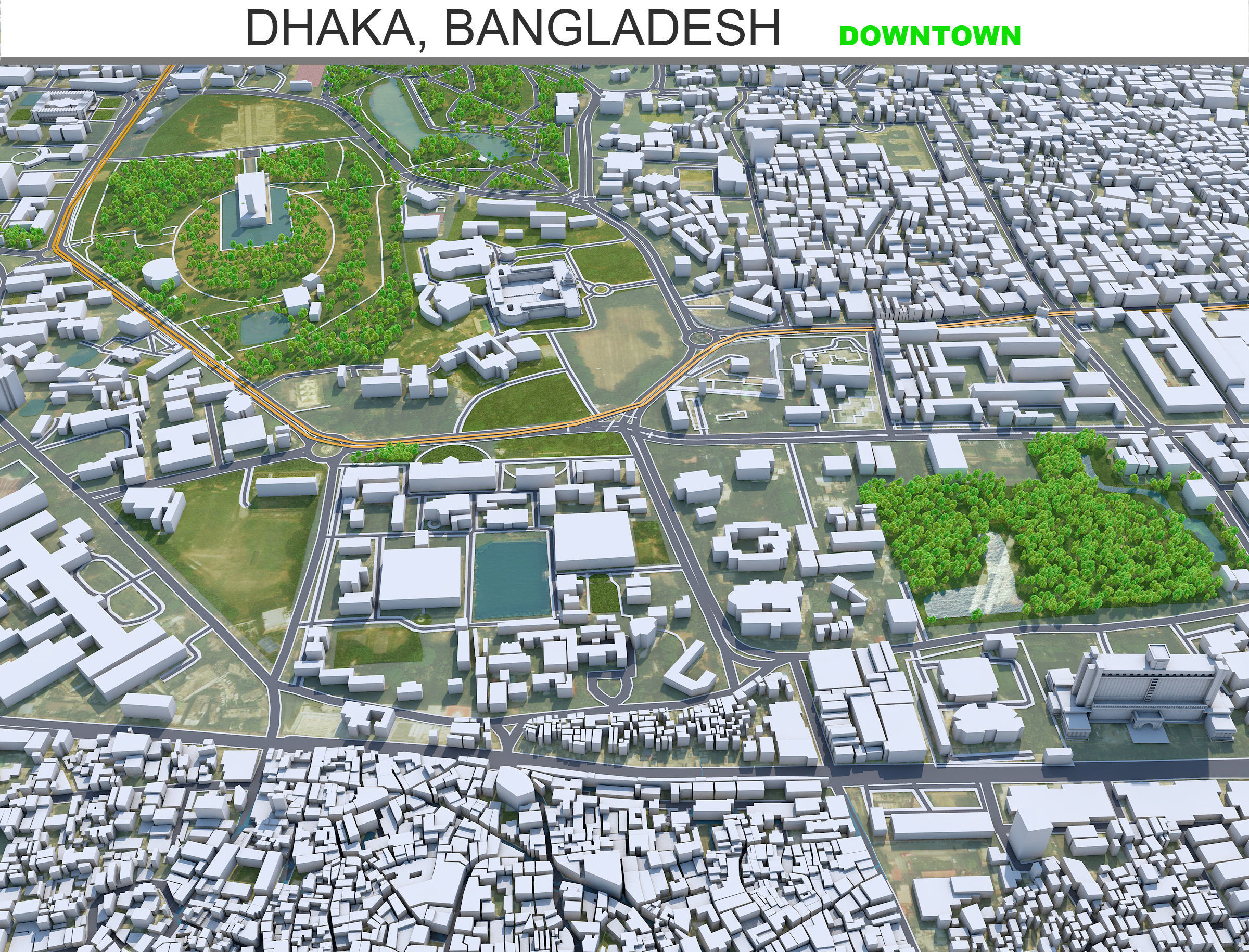 3D model Dhaka Downtown Bangladesh VR / AR / low-poly | CGTrader