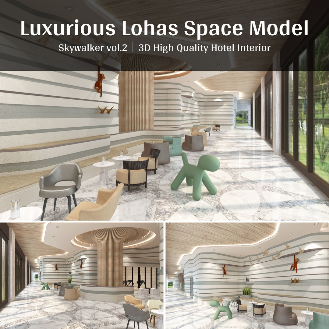 3D Luxury Hotel Interior Scenes-Lohas space model 3D model animated | CGTrader