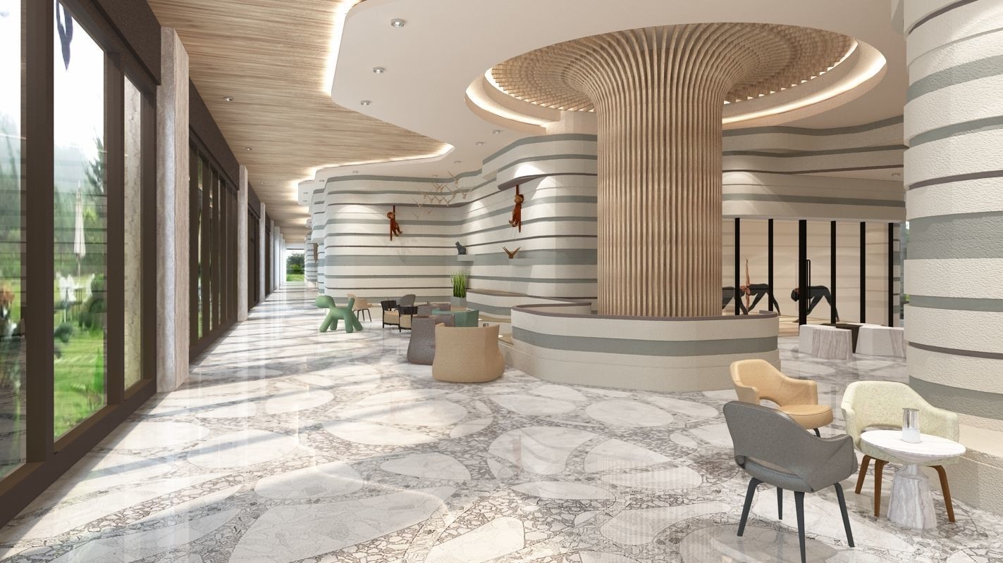 3D Luxury Hotel Interior Scenes-Lohas space model 3D model animated ...