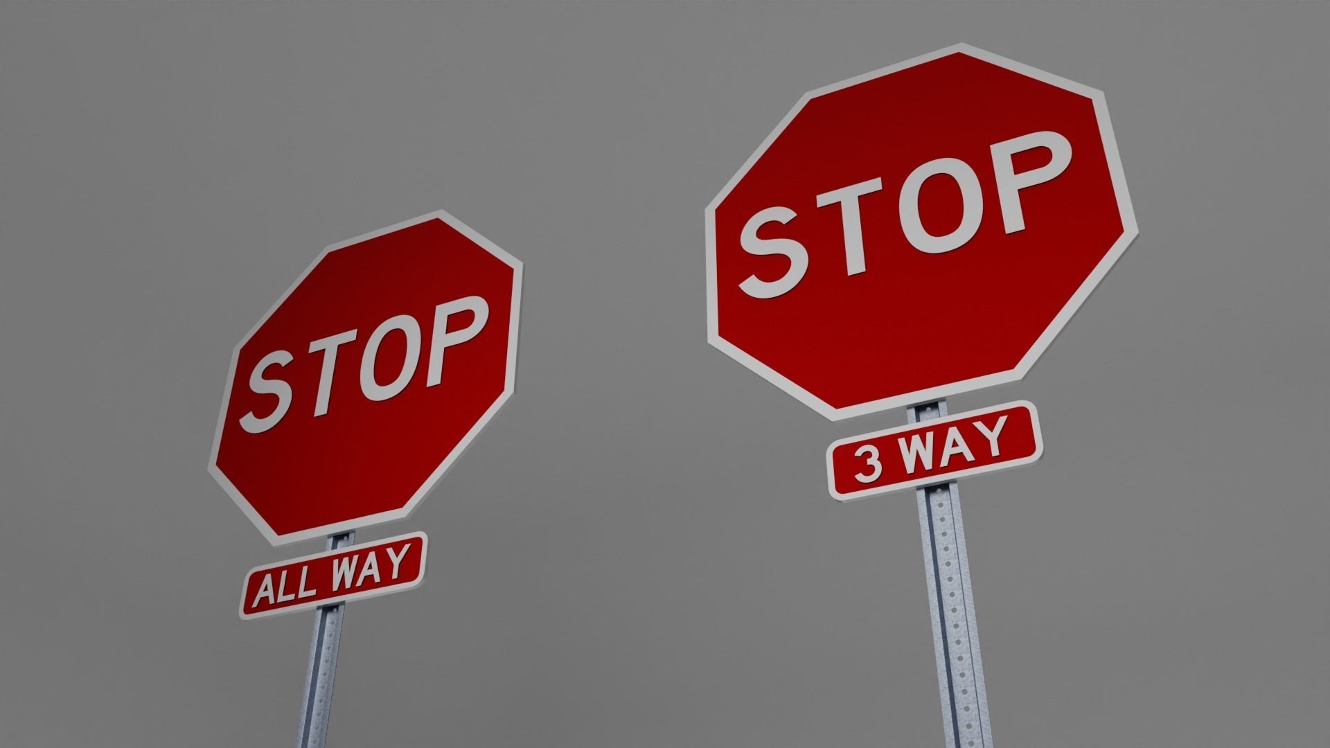 3D model STOP Signs - ALL WAY and 3 WAY VR / AR / low-poly | CGTrader