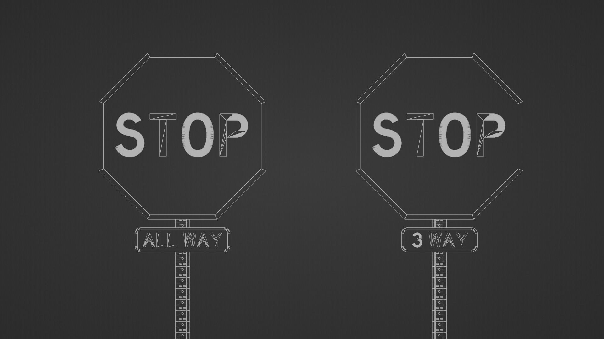 3D model STOP Signs - ALL WAY and 3 WAY VR / AR / low-poly | CGTrader