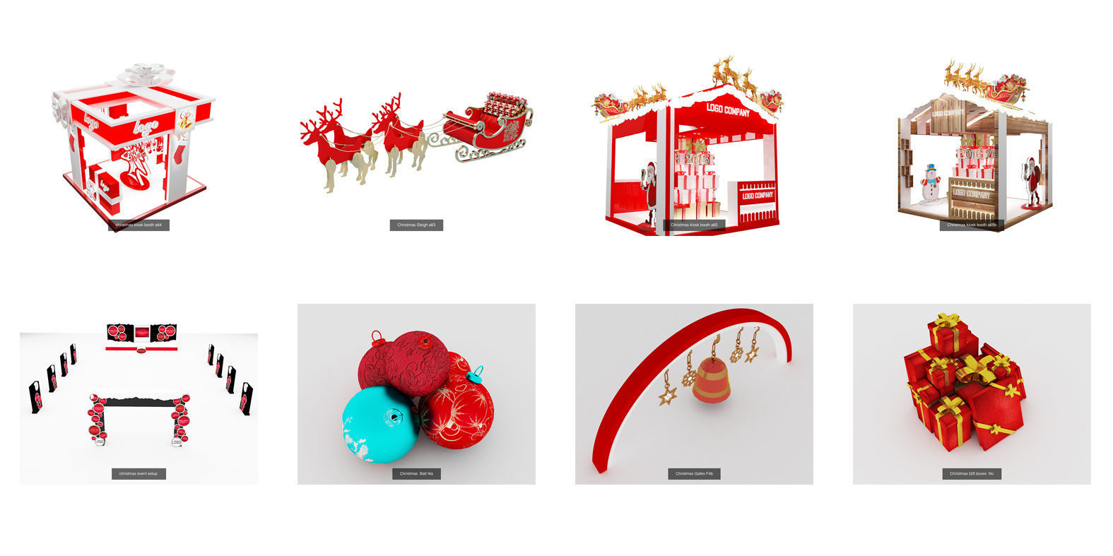 Christmas Kiosk Gift boxes Items G10 3D Model Collection | CGTrader