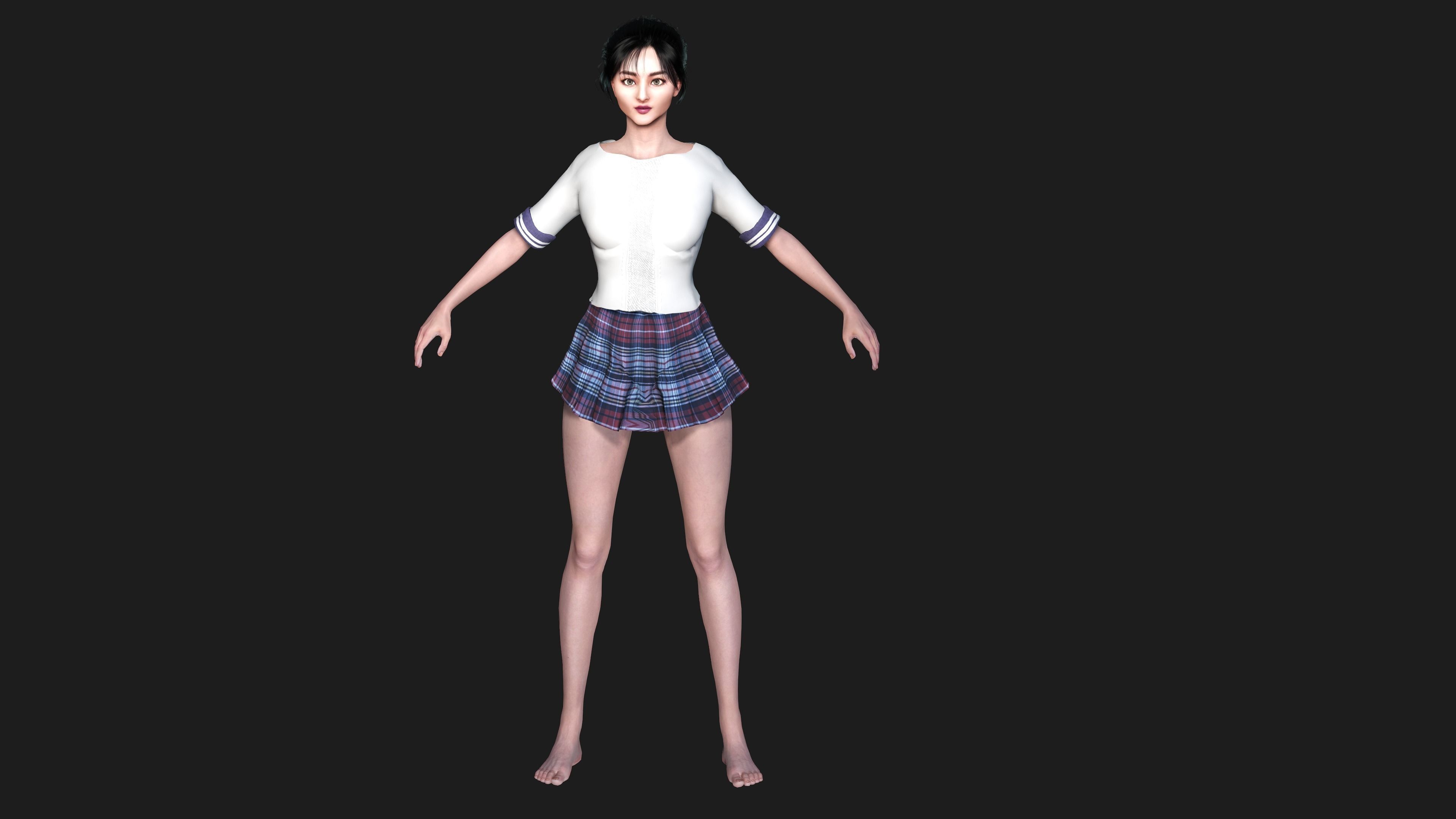 3D model AAA 3D REALISTIC JAPANESE SCHOOL GIRL CHARACTER - YUMIKO VR ...